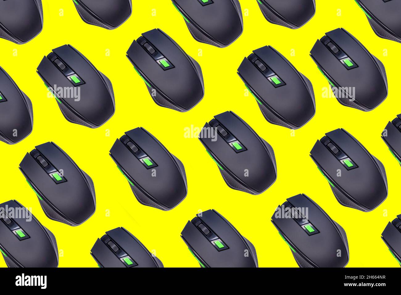 Wireless mouses, top view of wireless mouses isolated on yellow ...