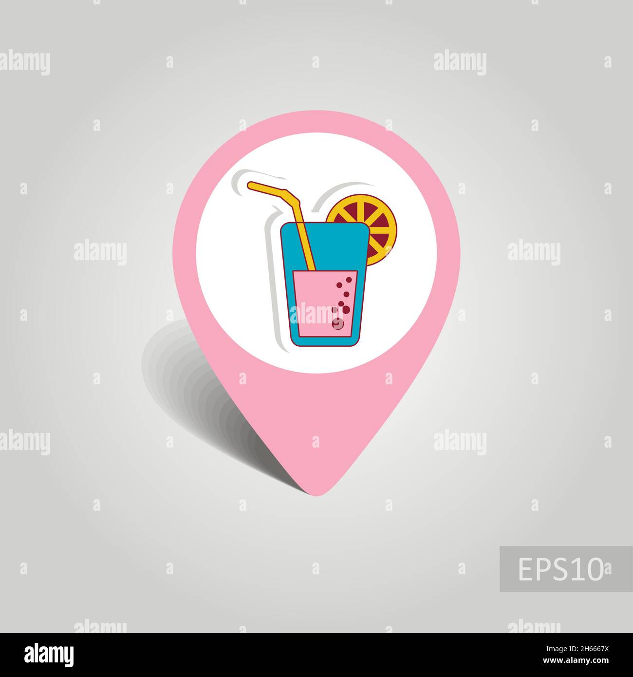 Cocktail vector pin map icon. Beach Map pointer. Summer Map markers ...