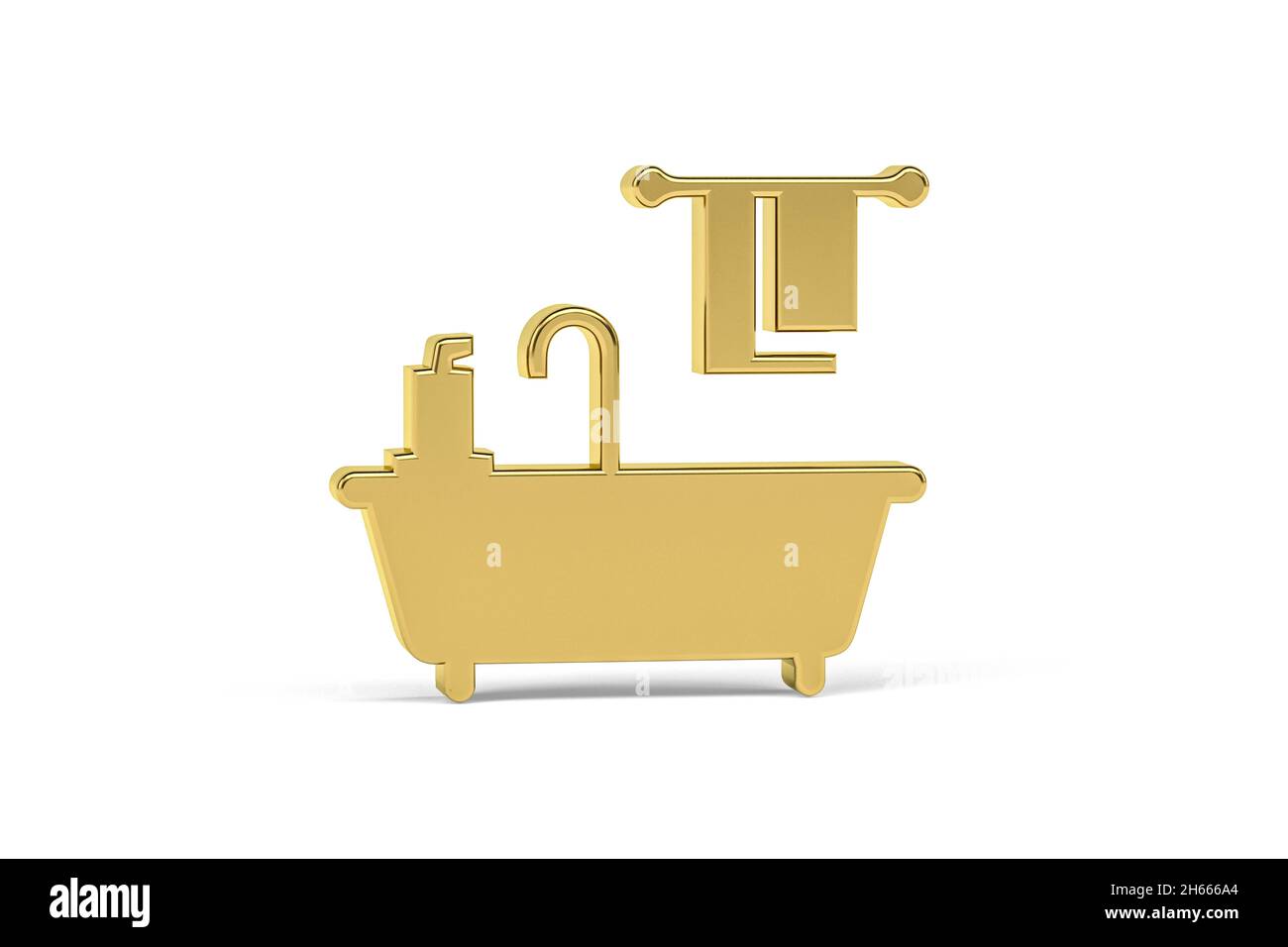 Golden 3d bathroom icon isolated on white background - 3d render Stock ...
