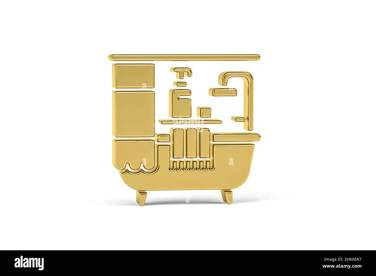 Golden 3d bathroom icon isolated on white background - 3d render Stock ...