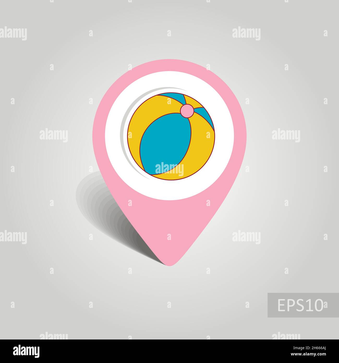 Beach Ball vector pin map icon. Holiday Map pointer. Summer Map markers ...