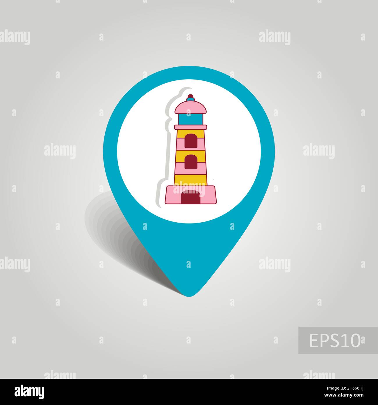 Lighthouse vector pin map icon. Marine Map pointer. Summer Map markers ...