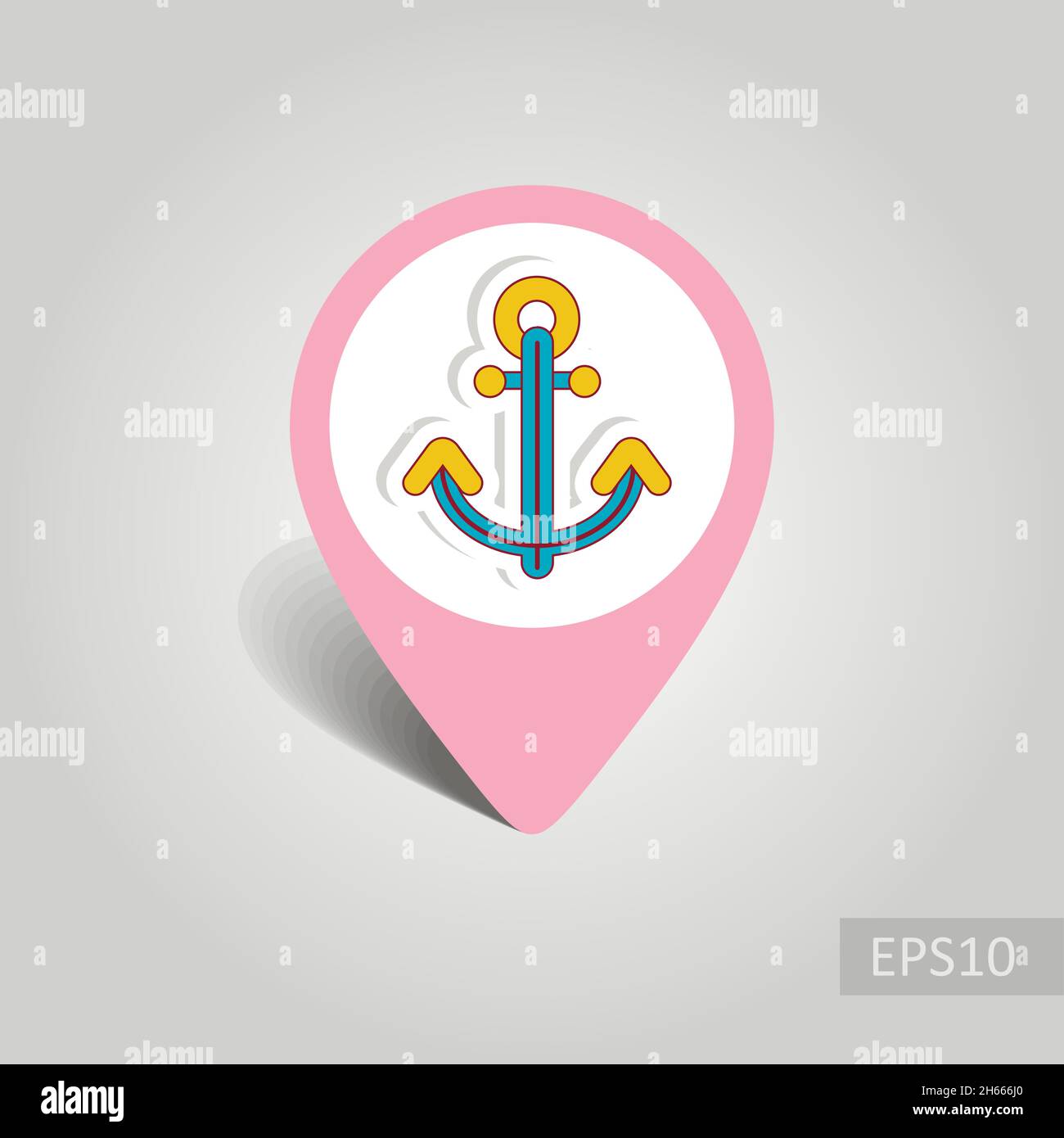 Anchor vector pin map icon. Marine Map pointer. Summer Map markers ...