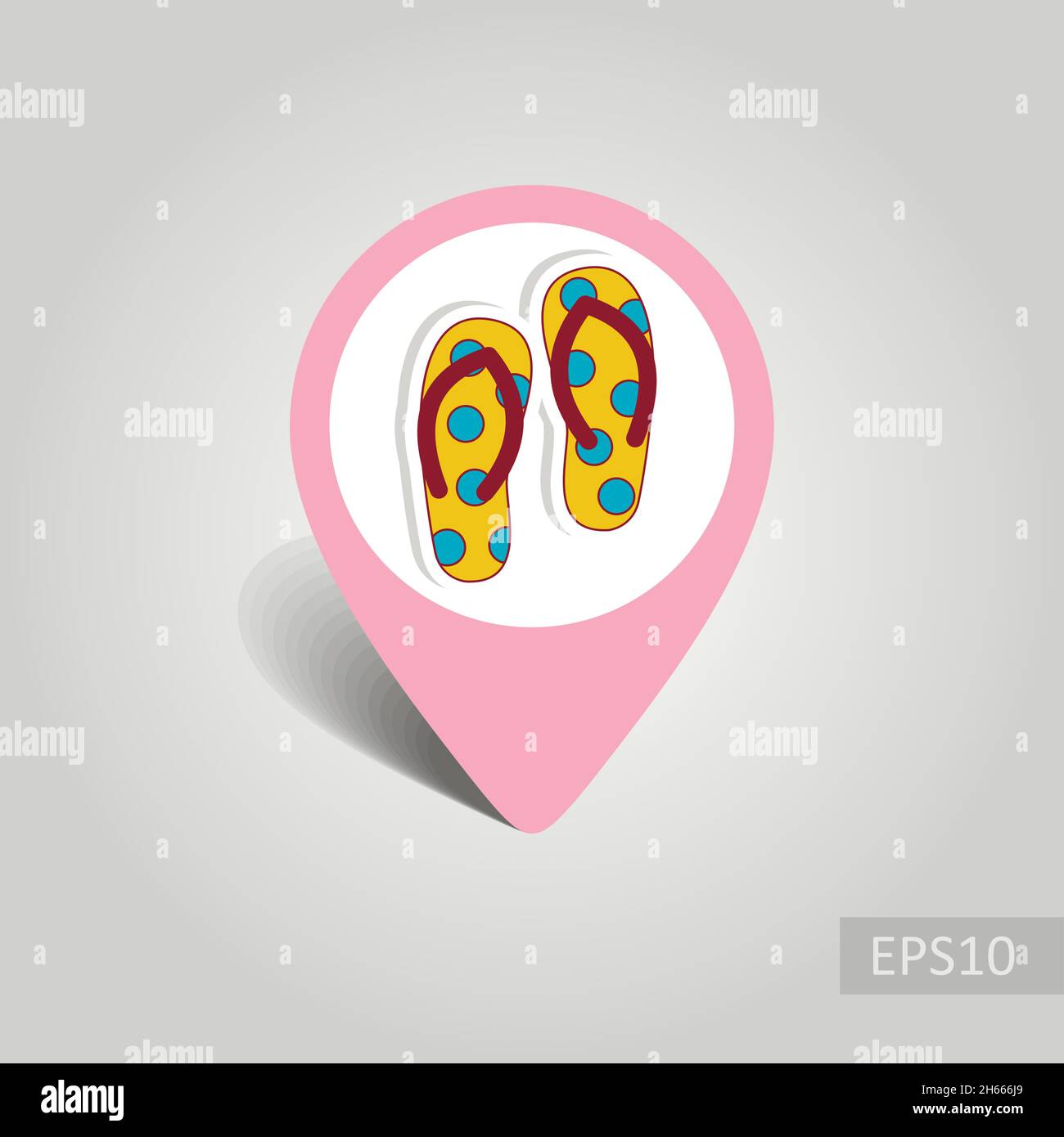 Flip Flops vector pin map icon. Beach Map pointer. Summer Map markers ...