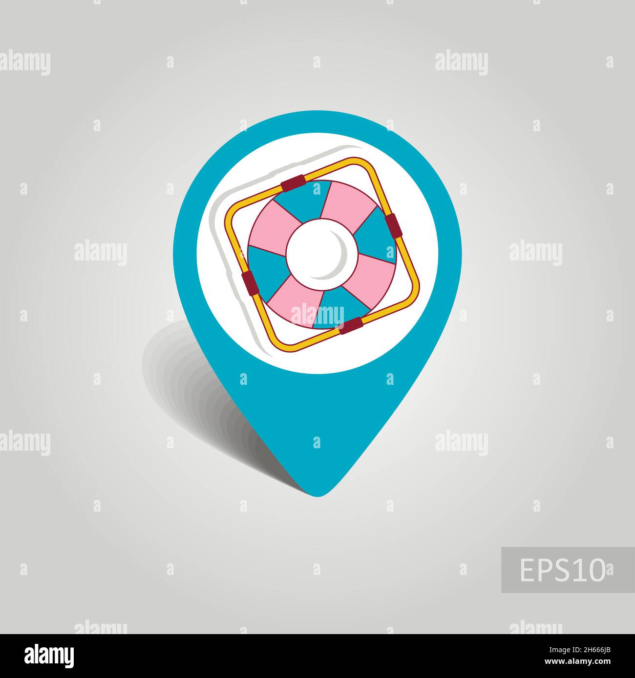 Lifebuoy vector pin map icon. Beach Map pointer. Summer Map markers ...