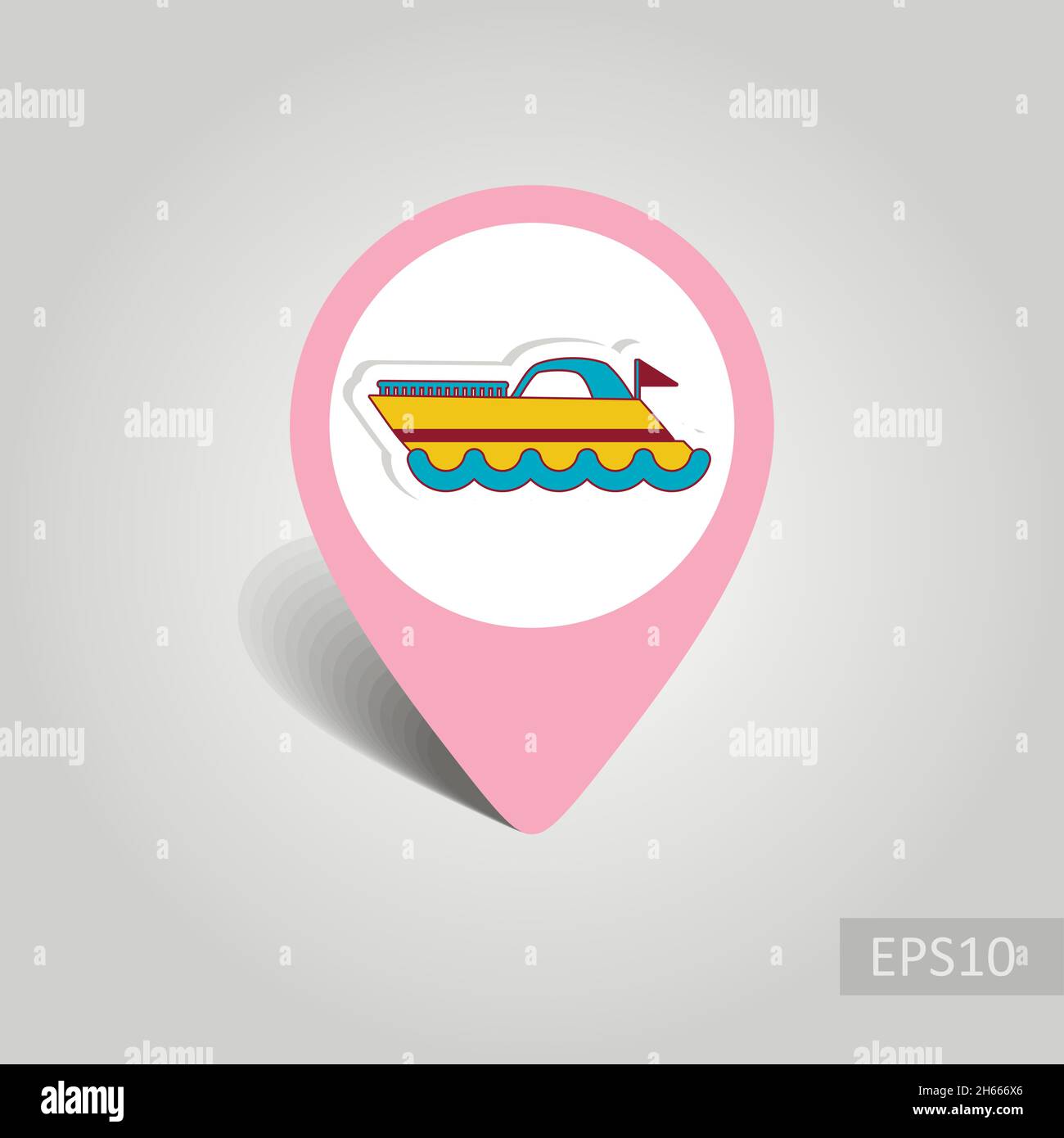 Ship Boat vector pin map icon. Marine Map pointer. Summer Map markers ...