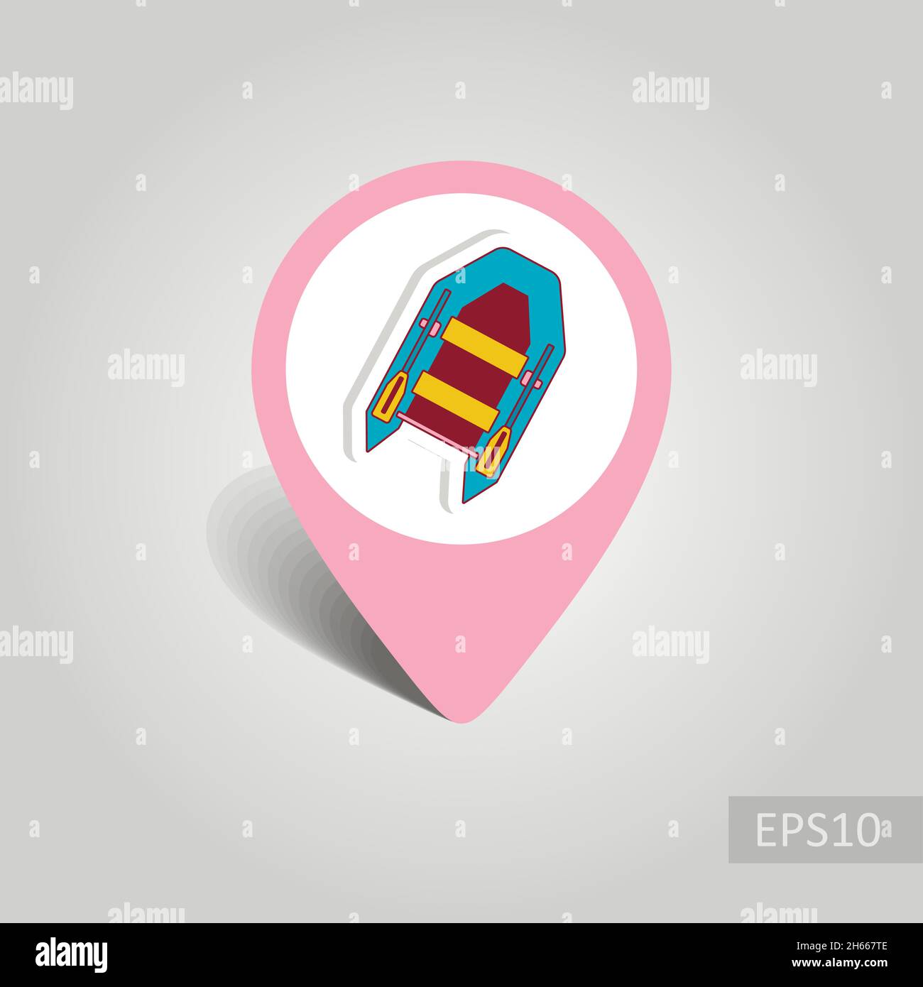 Inflatable boat vector pin map icon. Beach Map pointer. Summer Map ...
