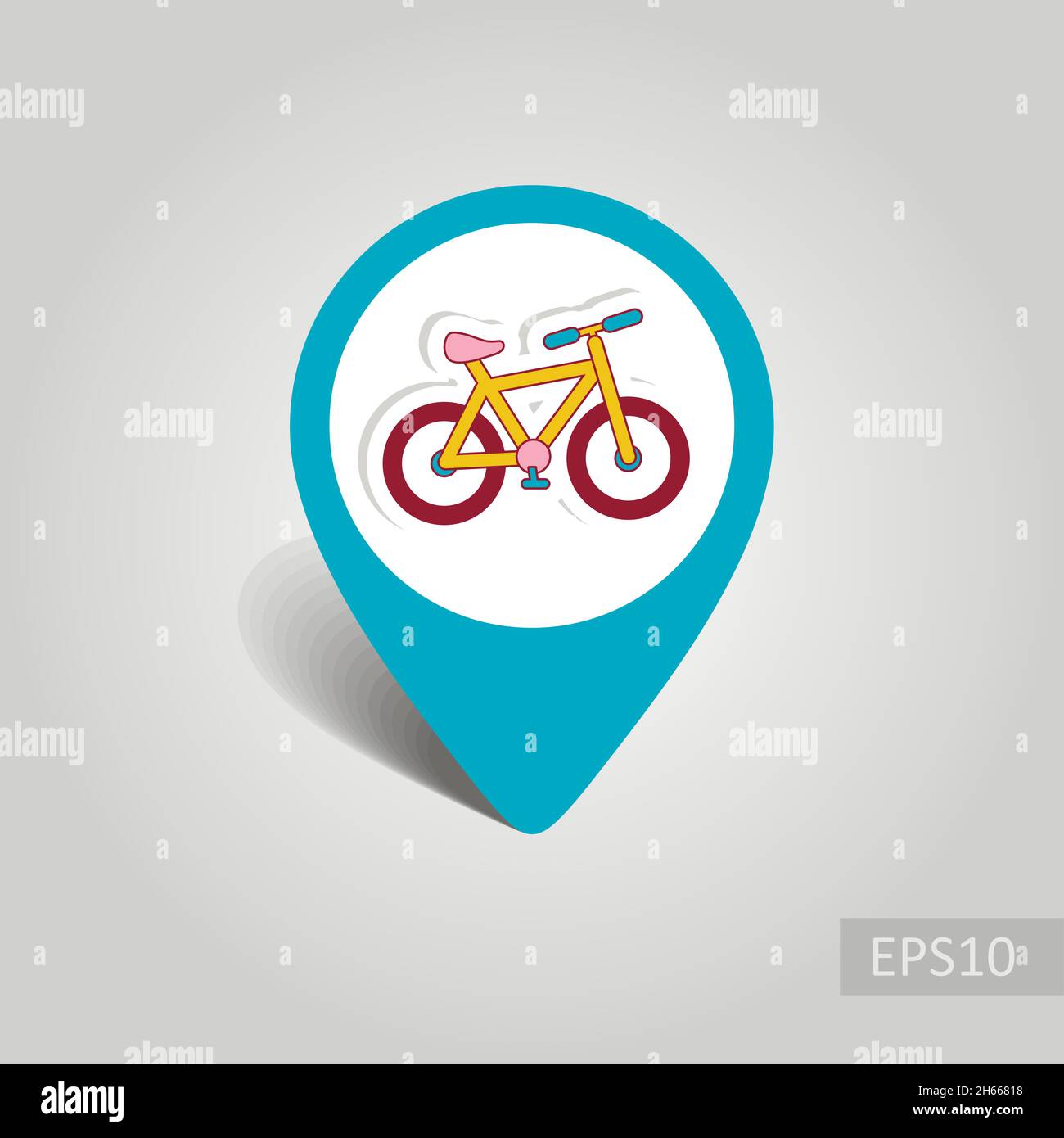 Bicycle vector pin map icon. Beach Map pointer. Summer Map markers ...