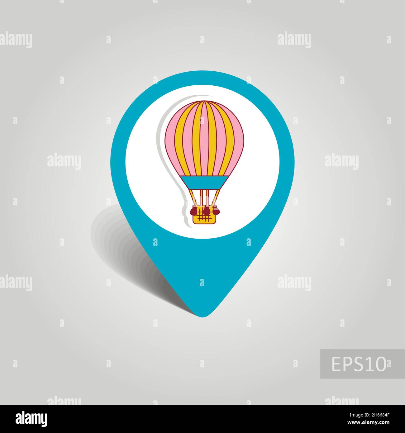Hot Air Balloon vector pin map icon. Travel Map pointer. Summer Map ...
