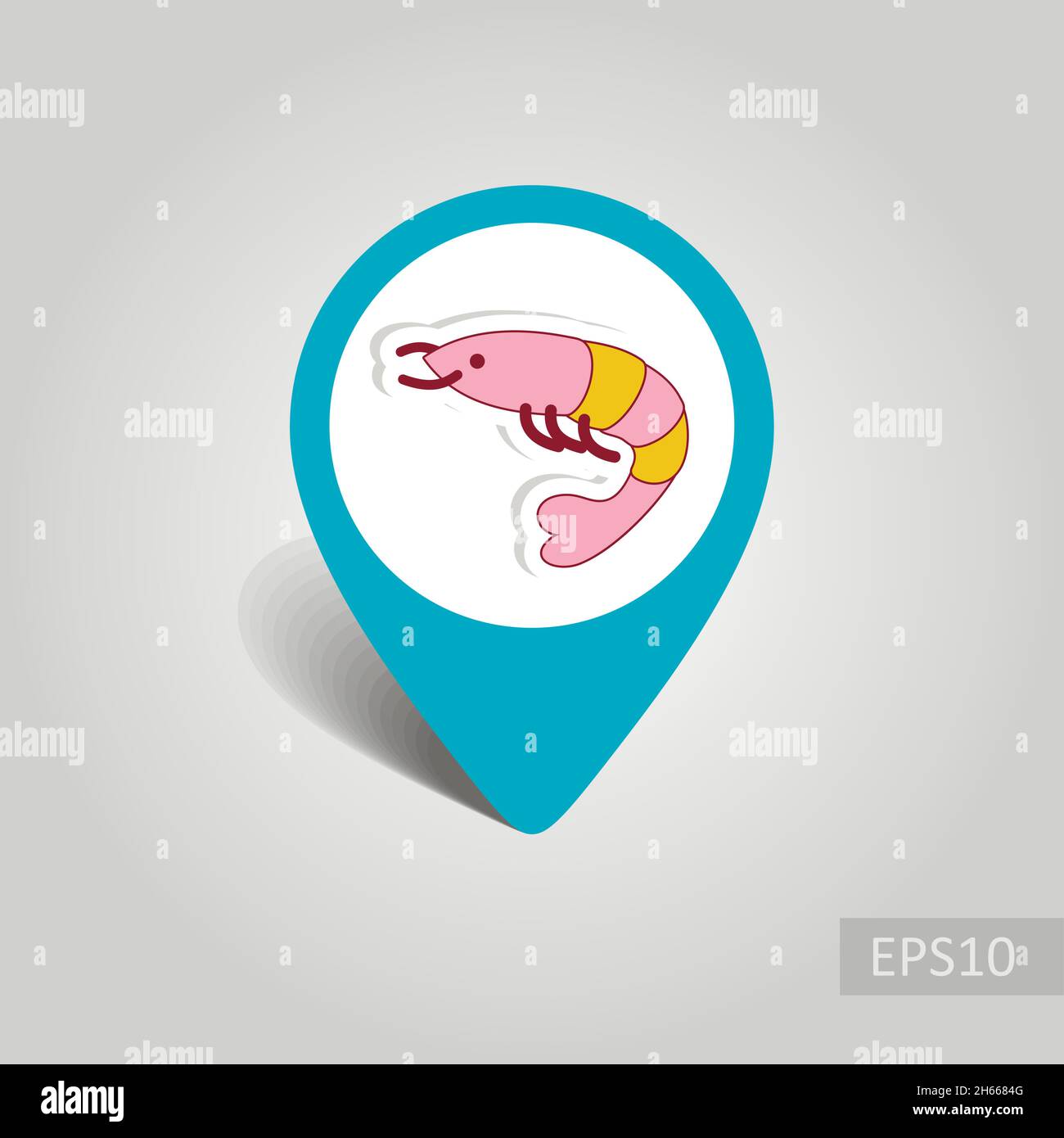 Shrimp pin map icon. Prawn vector. Beach Map pointer. Summer Map ...