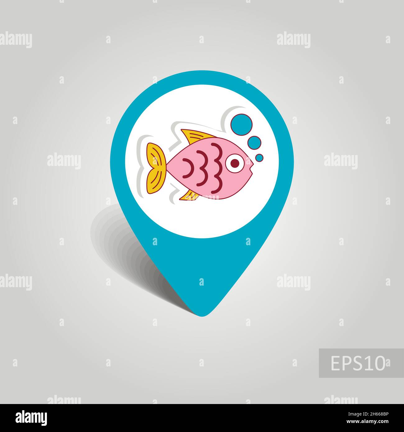 Fish vector pin map icon. Beach Map pointer. Summer Map markers ...