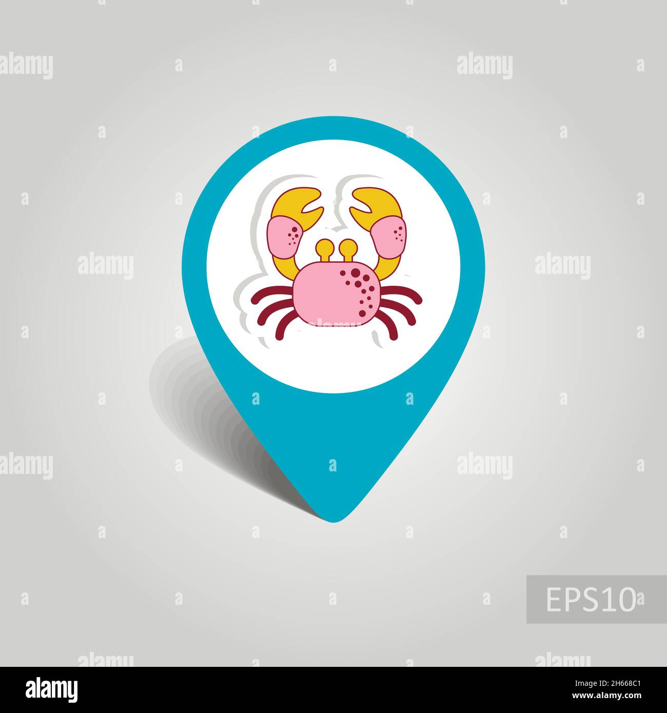 Crab vector pin map icon. Beach Map pointer. Summer Map markers ...