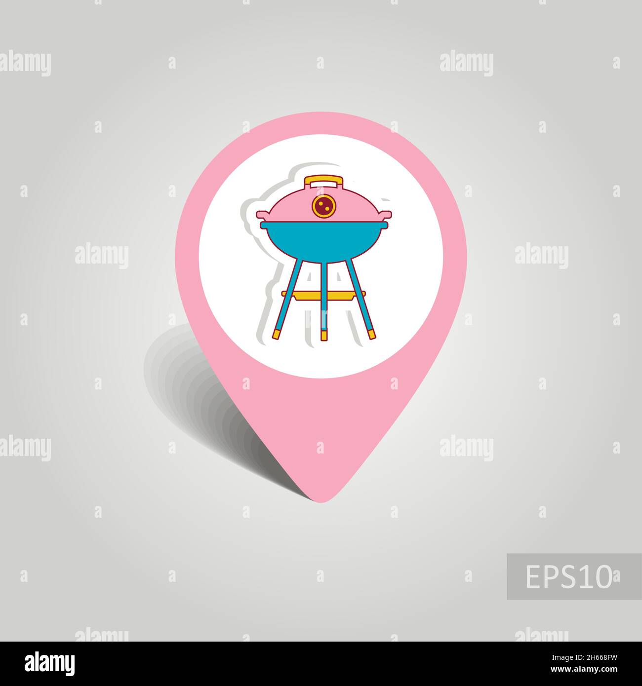Barbecue grill vector pin map icon. Map pointer. Summer Map markers ...