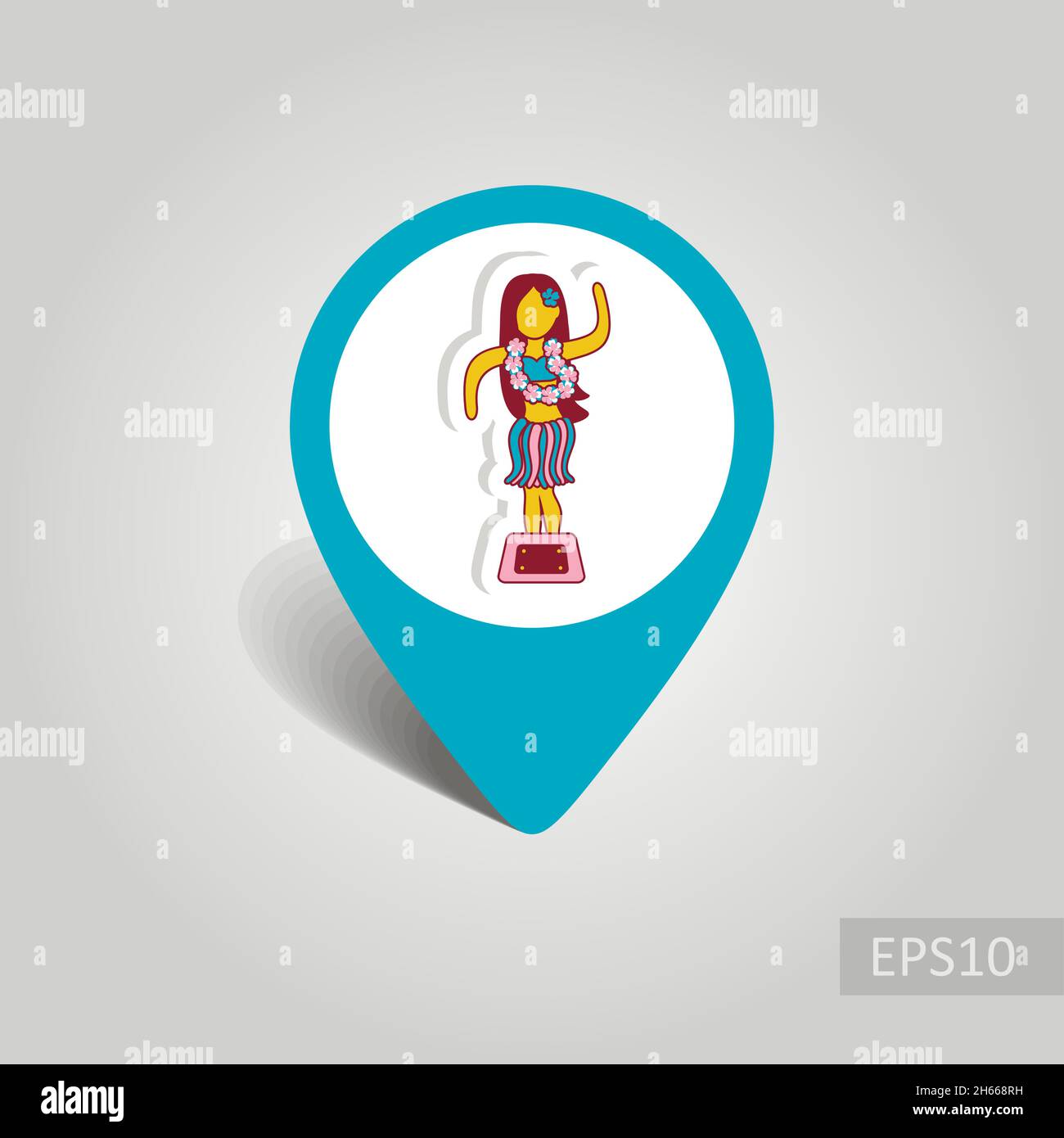 Hula Dancer Statuette vector pin map icon. Map pointer. Summer Map ...