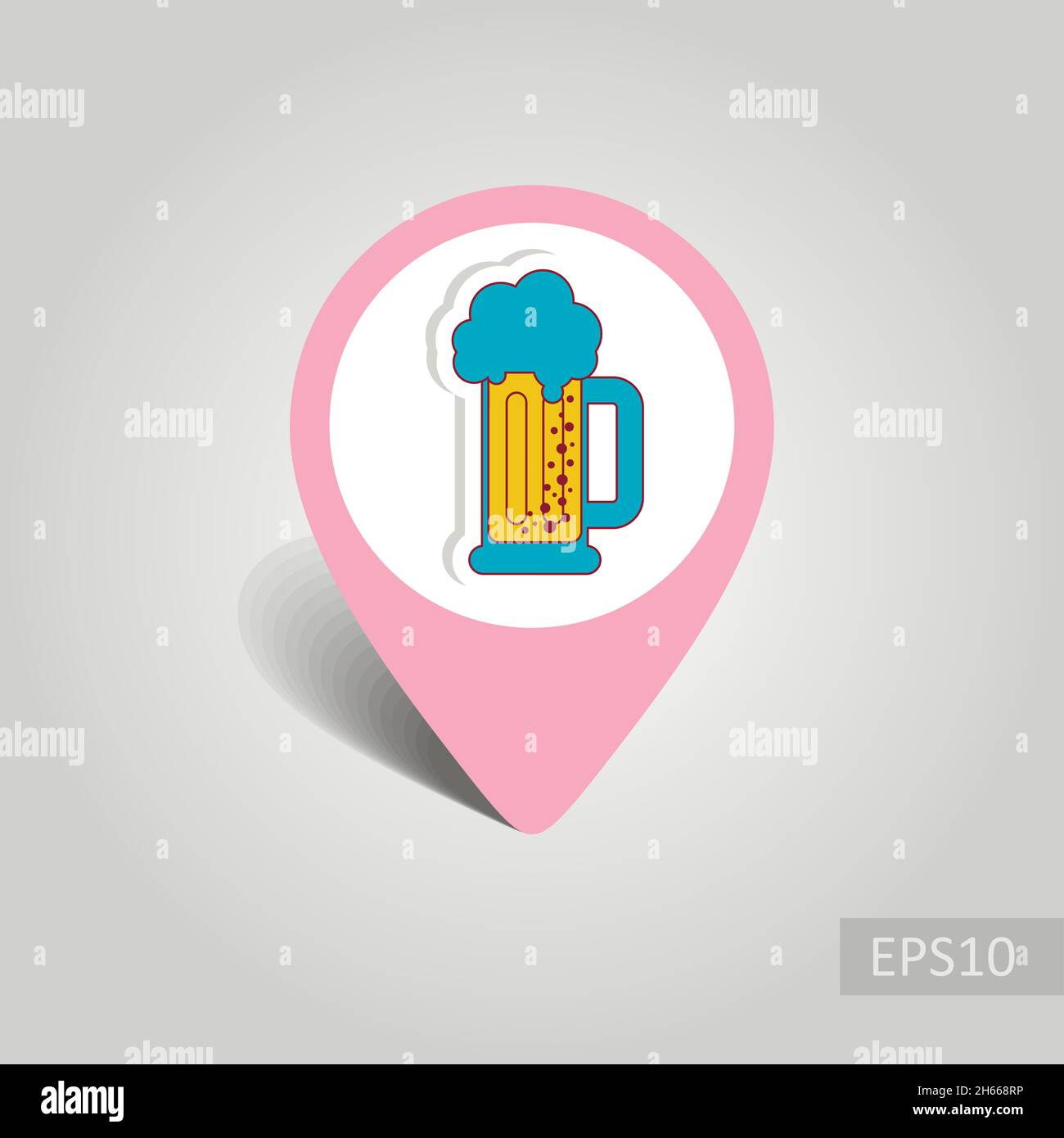 Beer Mug vector pin map icon. Beach Map pointer. Summer Map markers ...