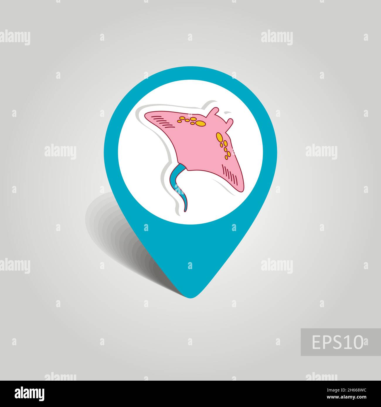 Ramp fish vector pin map icon. Beach Map pointer. Summer Map markers ...