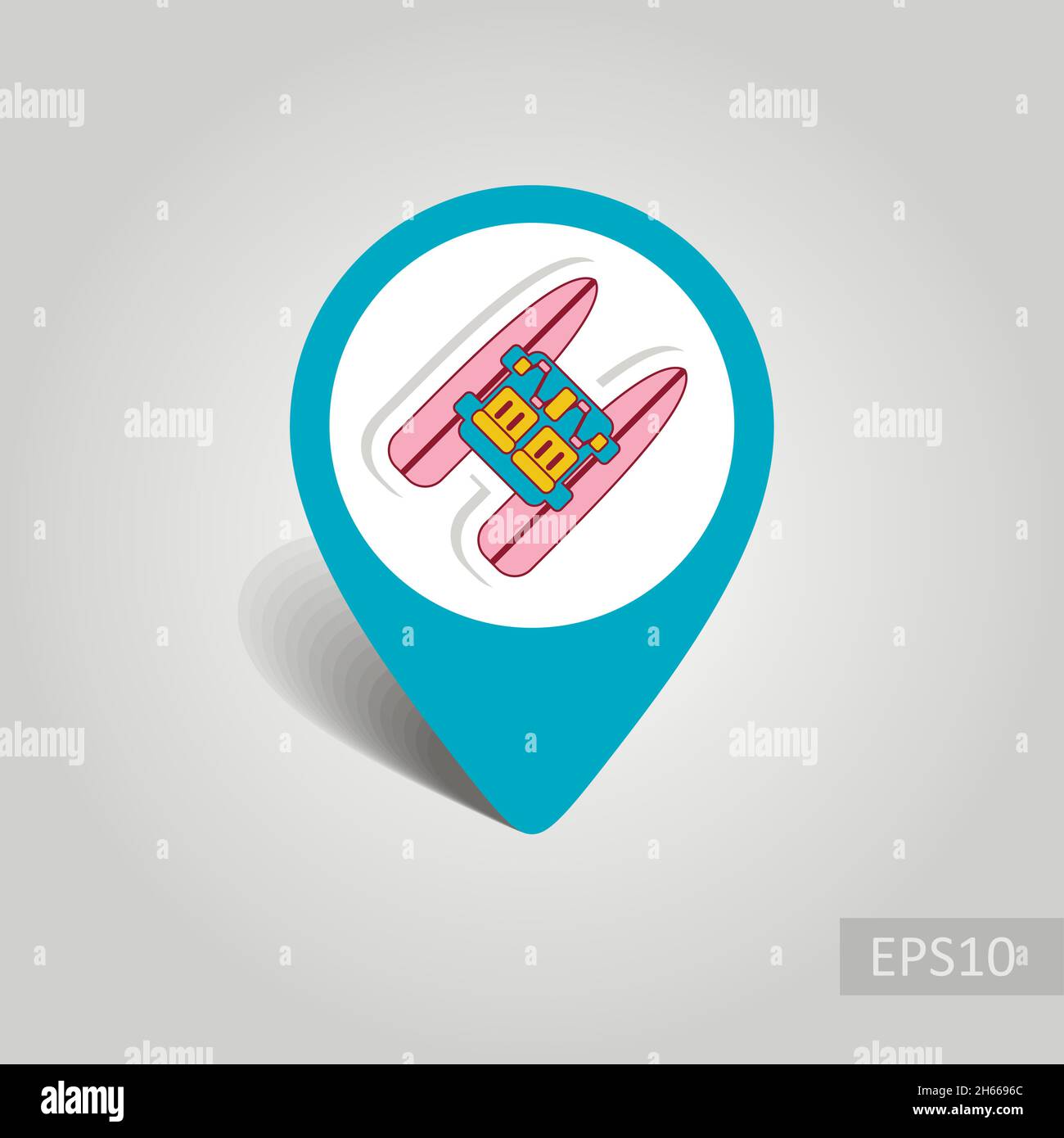 Pedalo boat beach vector pin map icon. Beach Map pointer. Summer Map ...