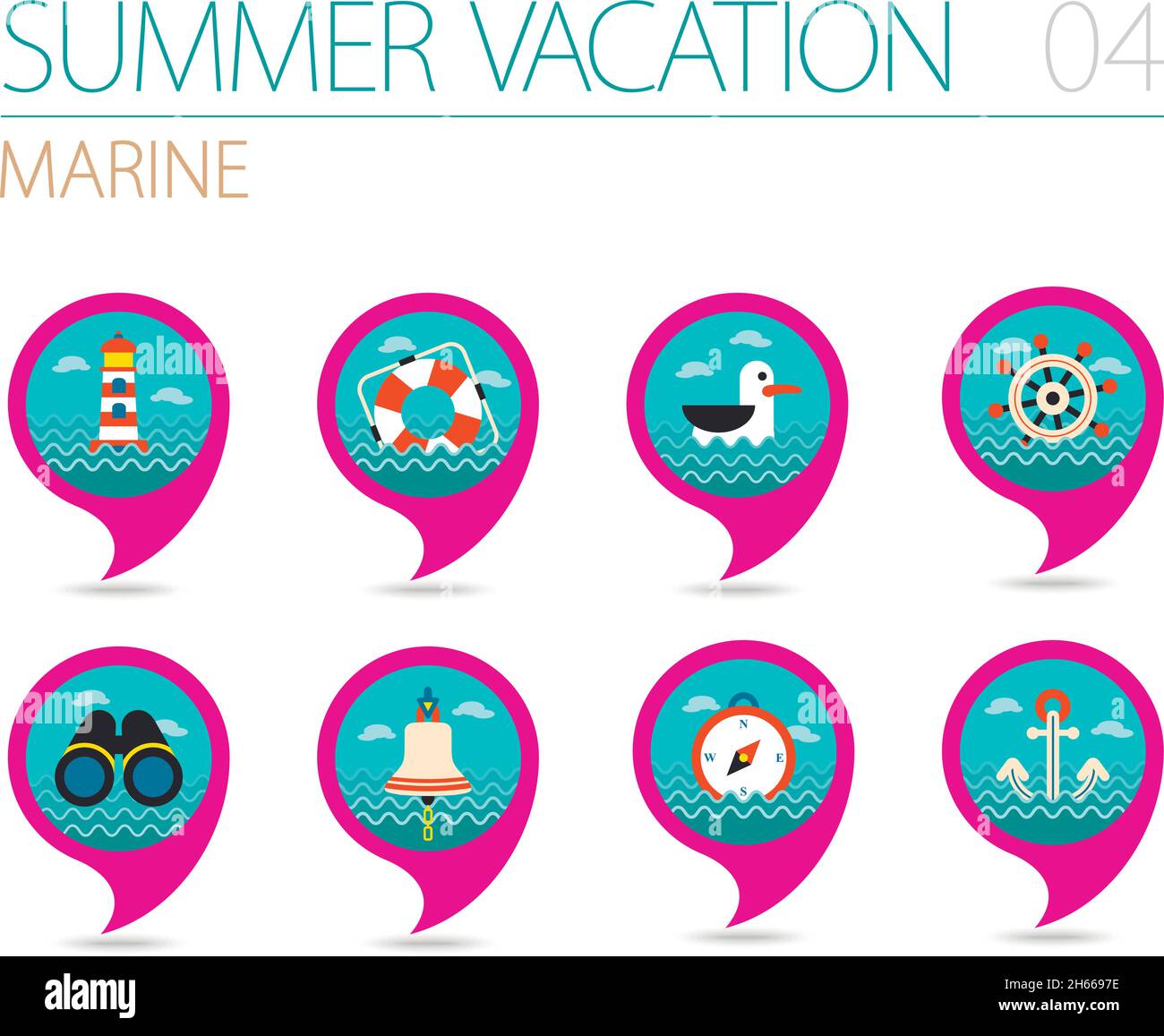 Marine pin map icon vector set. Travel Map pointer. Map markers, eps 10 ...