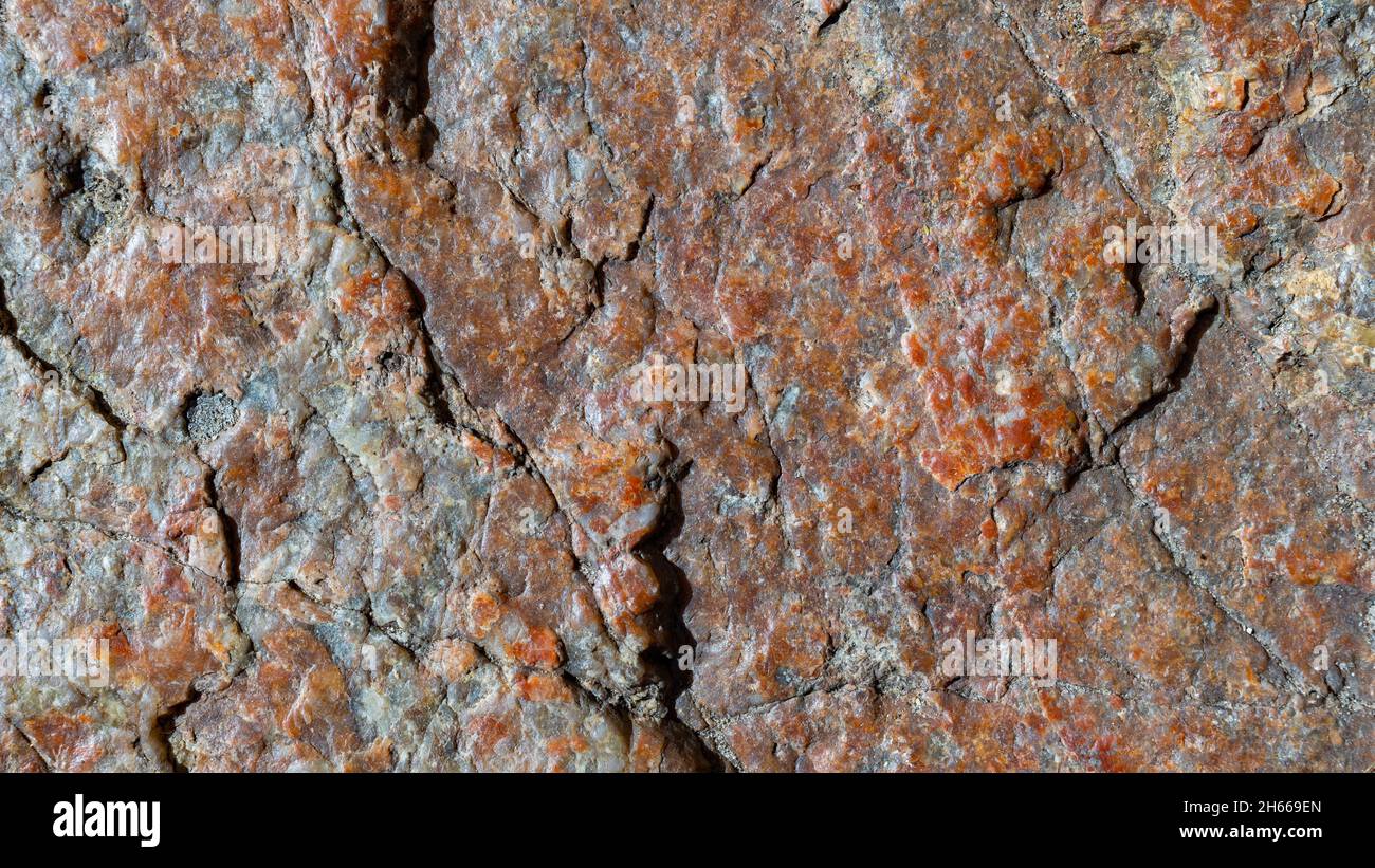 Granite rock texture. Cracked granite surface from weathering. Close-up ...