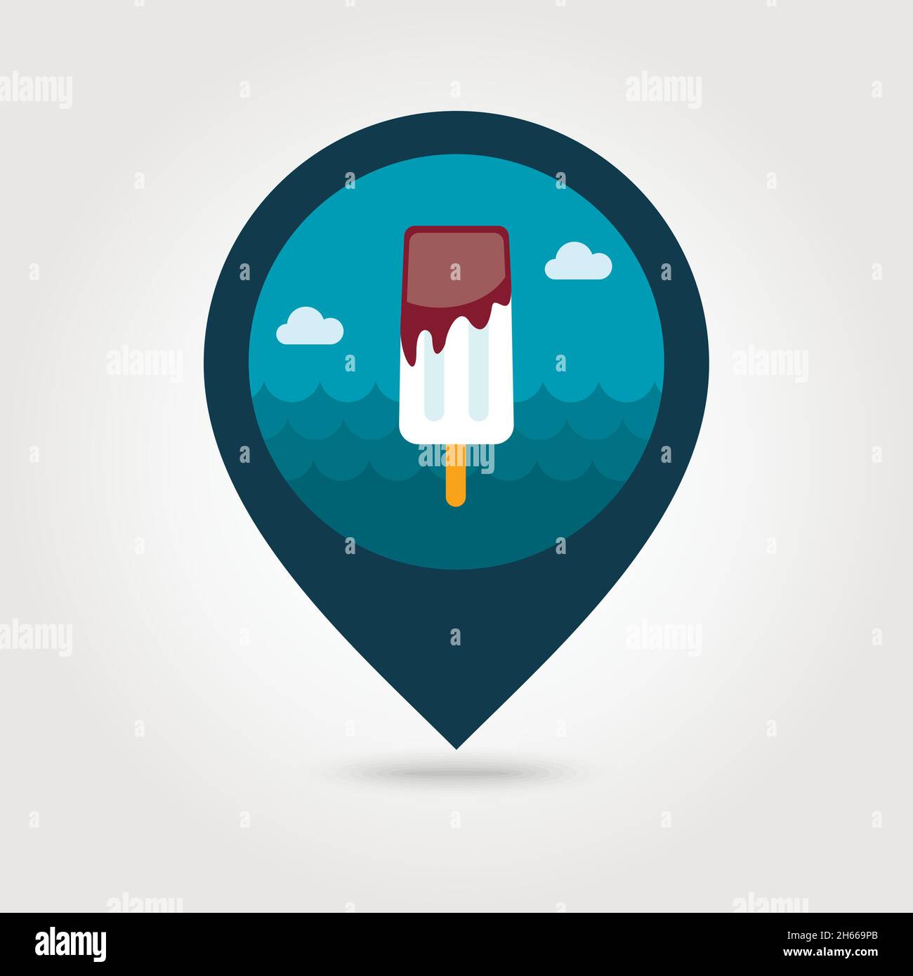 Ice Cream vector pin map icon. Map pointer. Summer Map markers ...