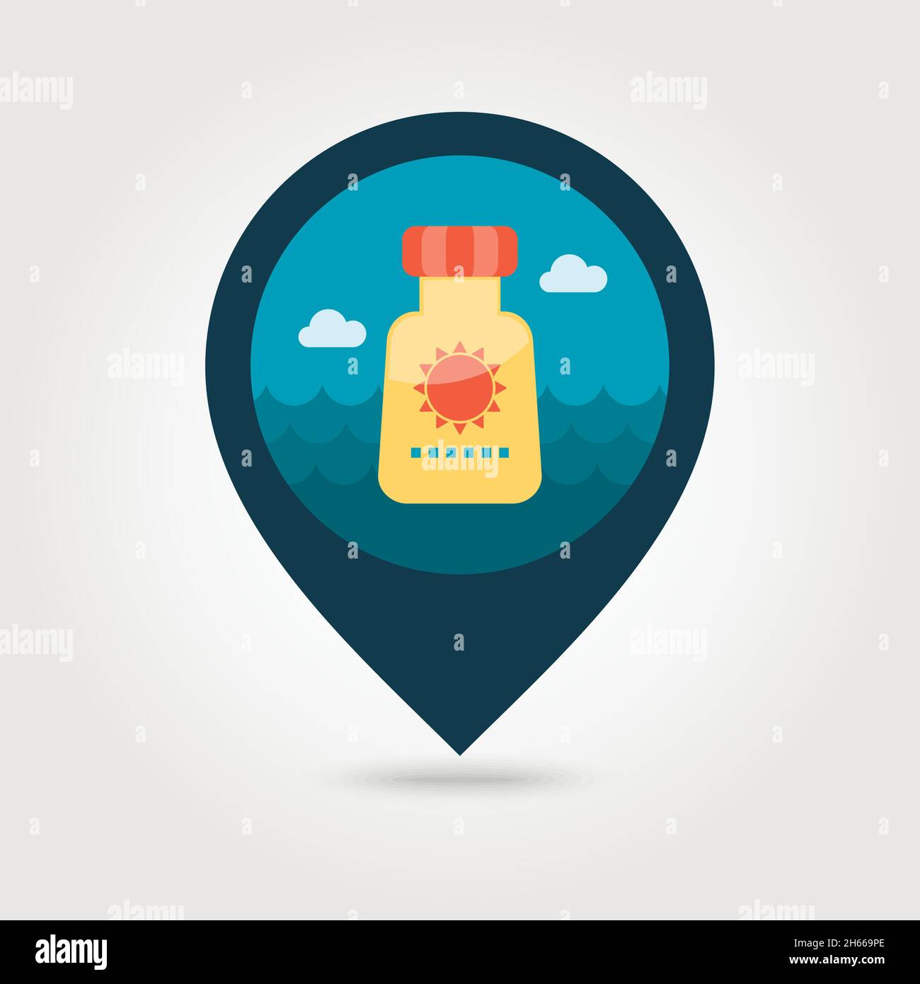 Sunscreen vector pin map icon. Beach Map pointer. Summer Map markers ...