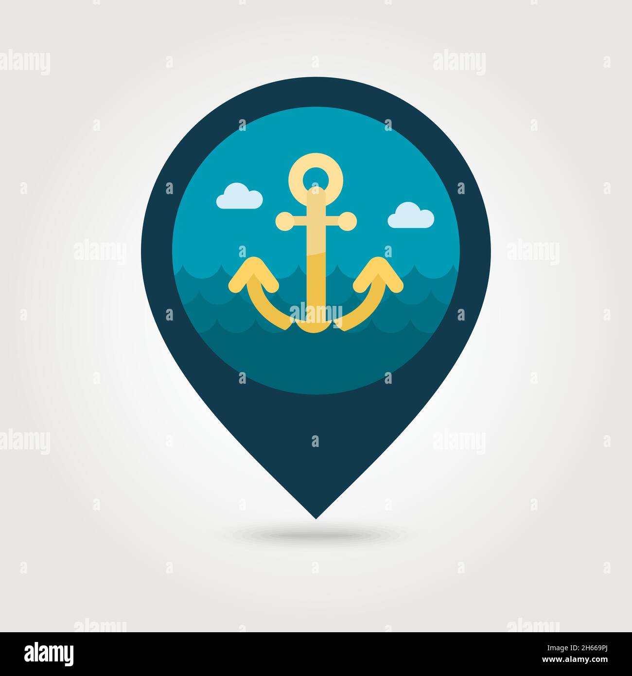 Anchor vector pin map icon. Marine Map pointer. Summer Map markers ...