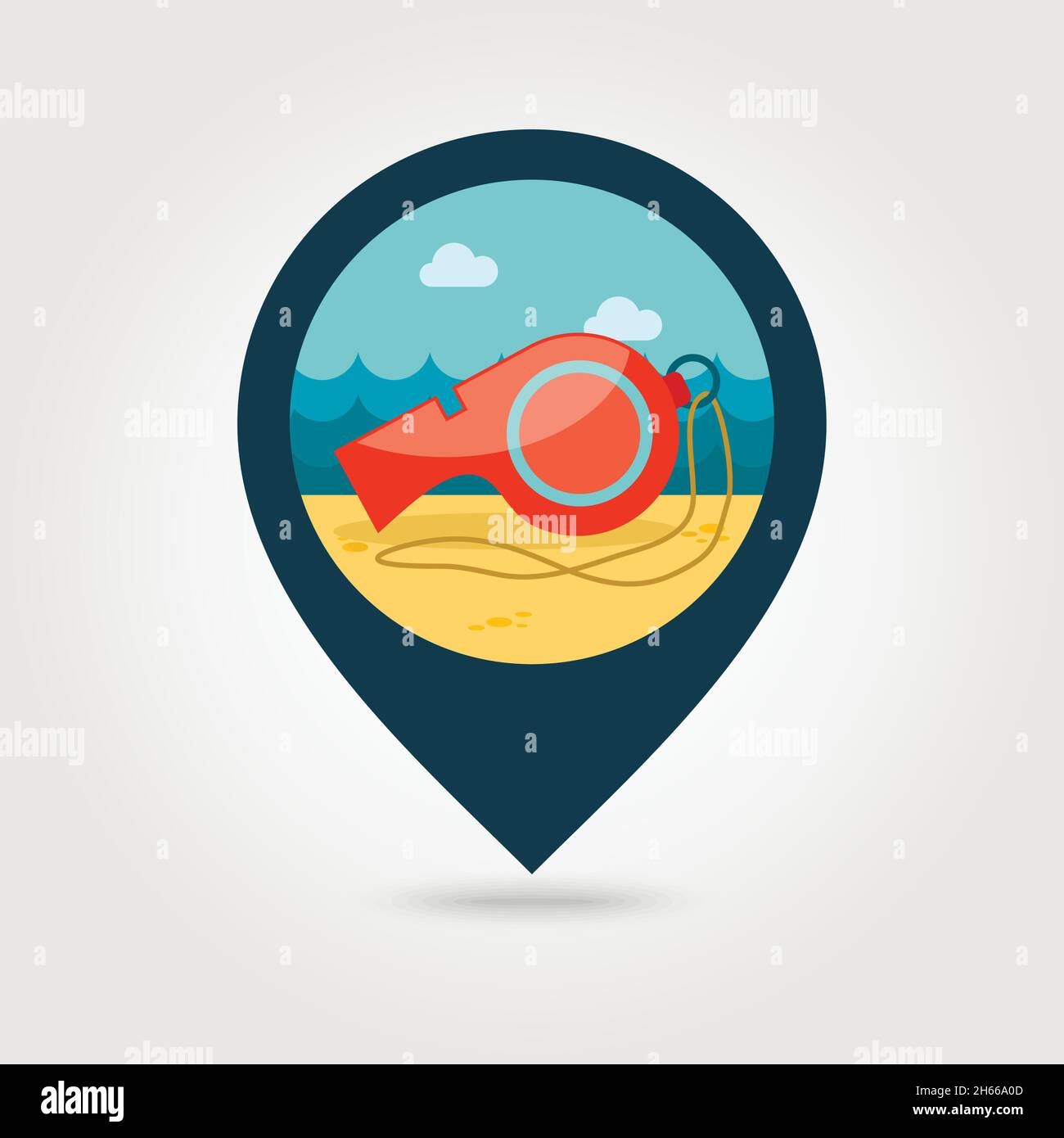 Whistle vector pin map icon. Beach Map pointer. Summer Map markers ...