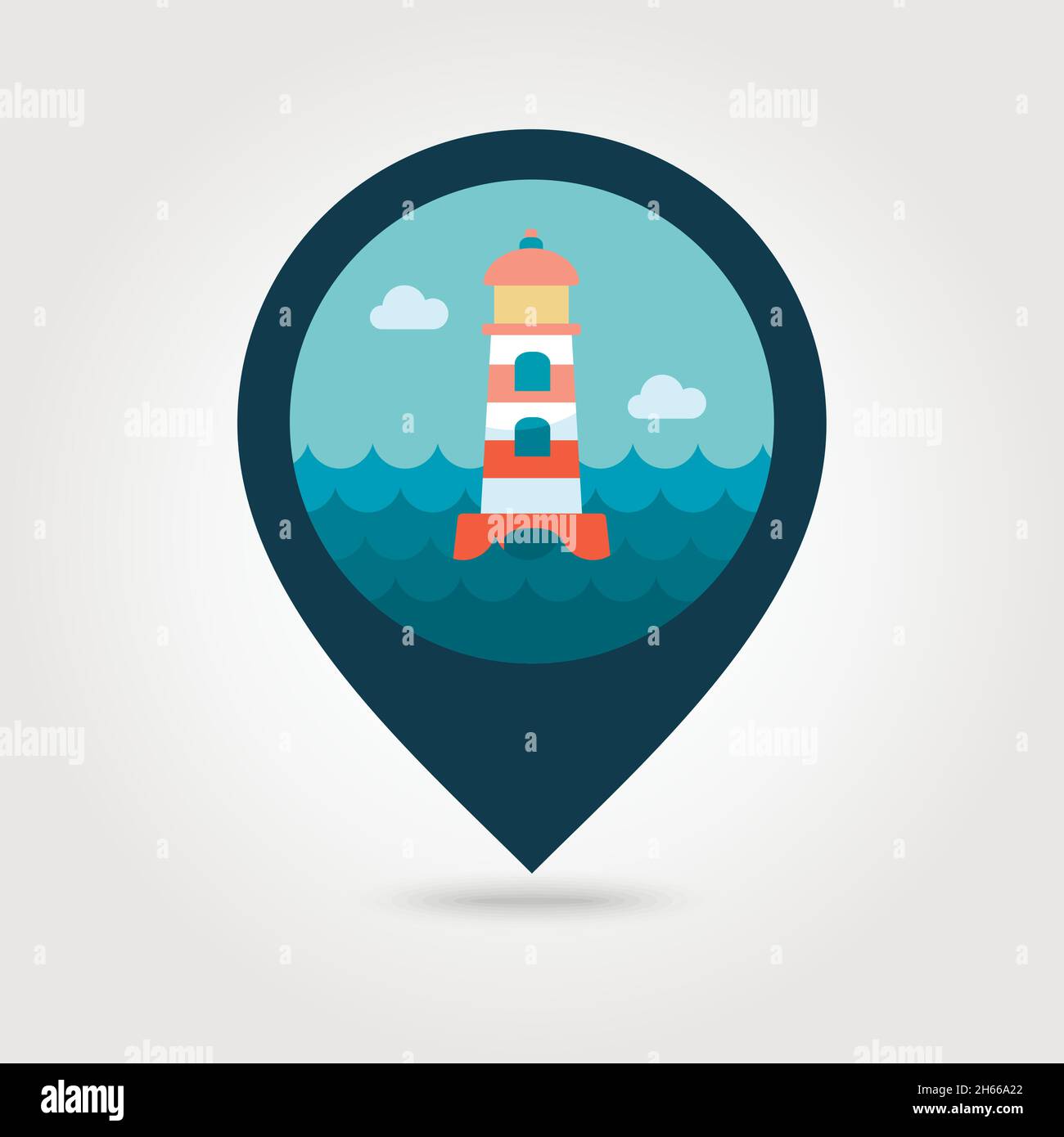 Lighthouse vector pin map icon. Marine Map pointer. Summer Map markers ...