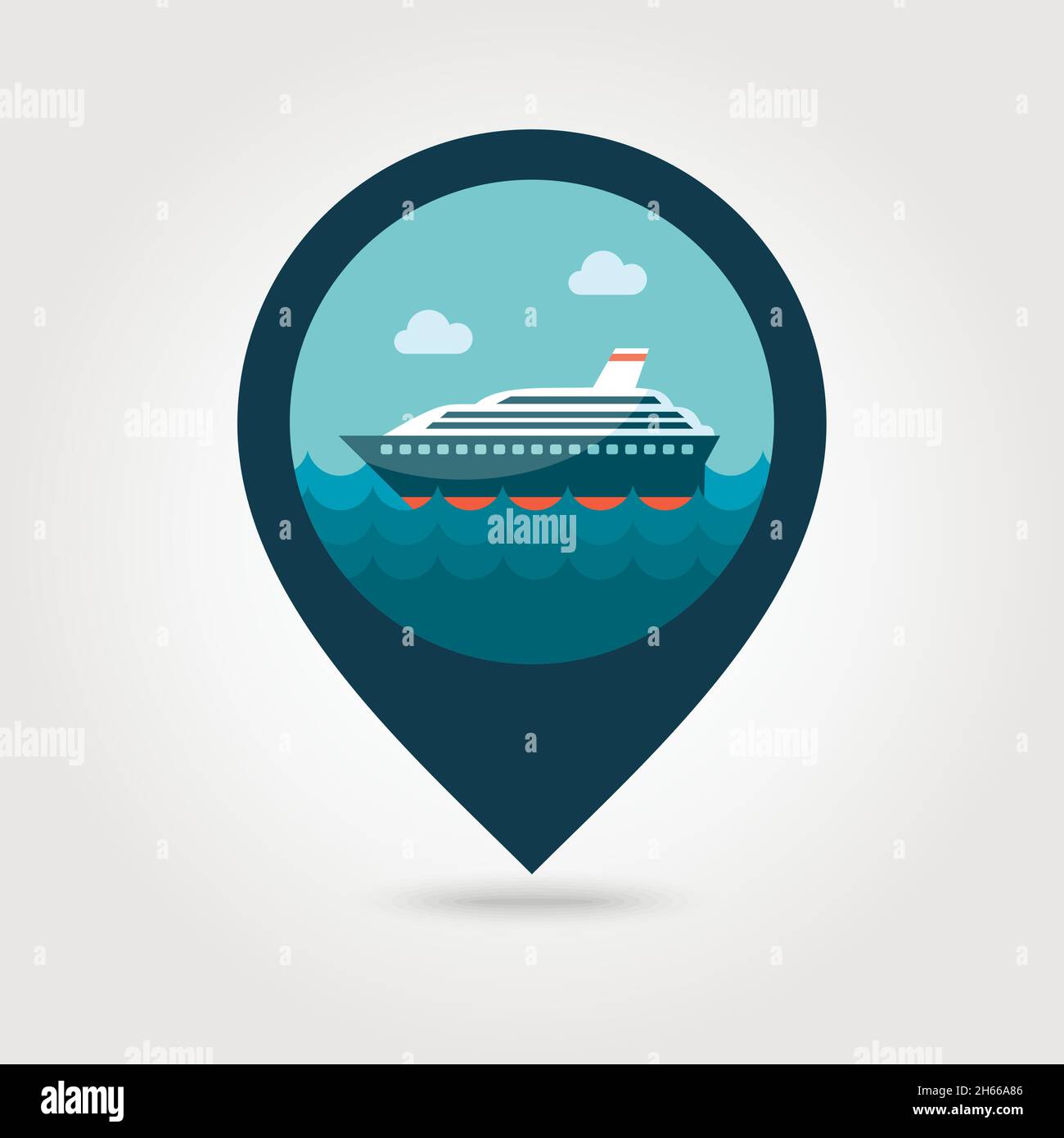 Cruise transatlantic liner vector pin map icon. Marine Map pointer ...