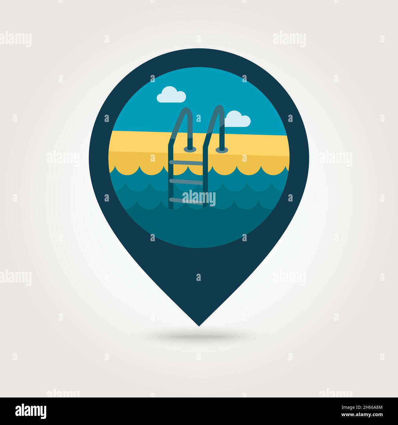 Swimming pool vector pin map icon. Beach Map pointer. Summer Map ...