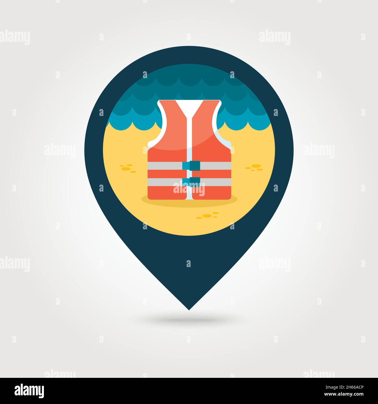 Life jacket vector pin map icon. Beach Map pointer. Summer Map markers ...