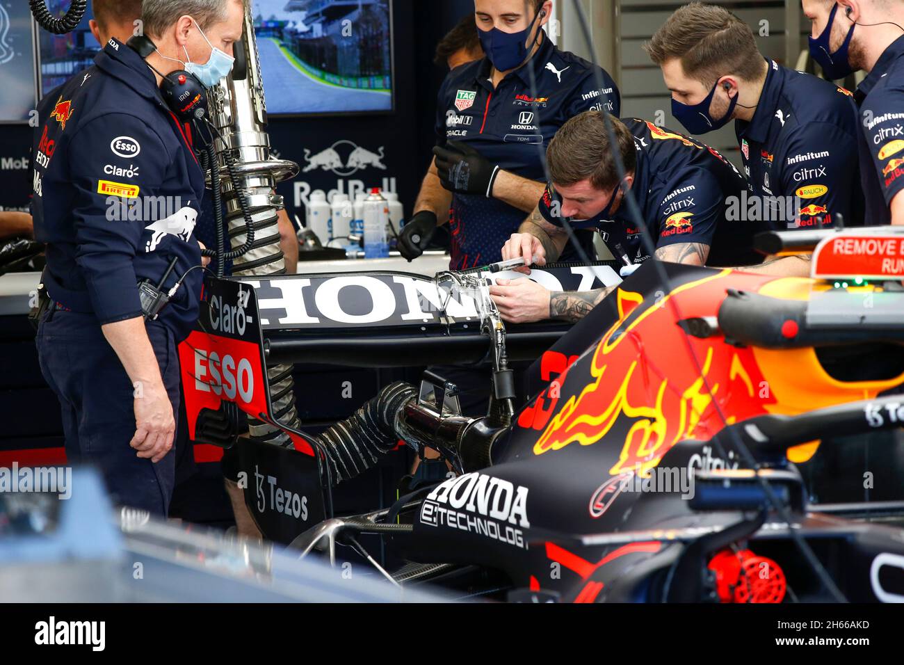 Red Bull Racing Honda RB16B, mechanical detail, rear wing, aileron ...