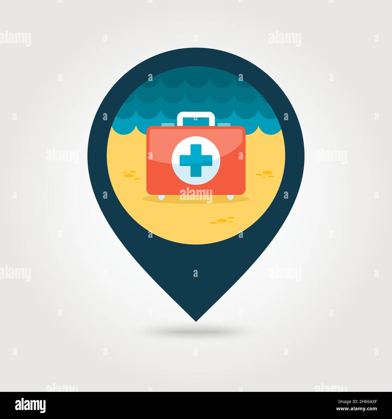First aid vector pin map icon. Beach Map pointer. Summer Map markers ...