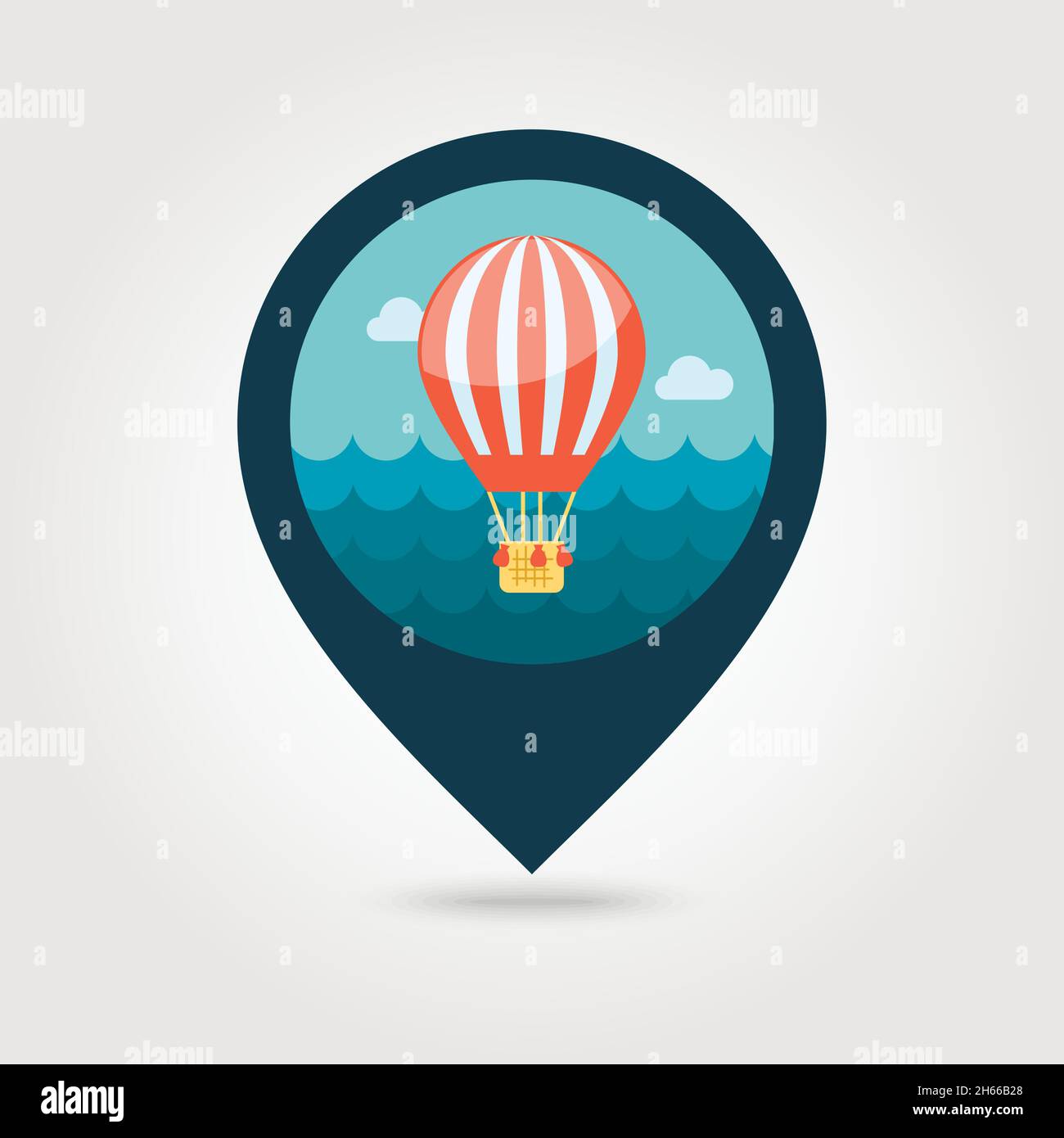 Hot Air Balloon vector pin map icon. Travel Map pointer. Summer Map ...