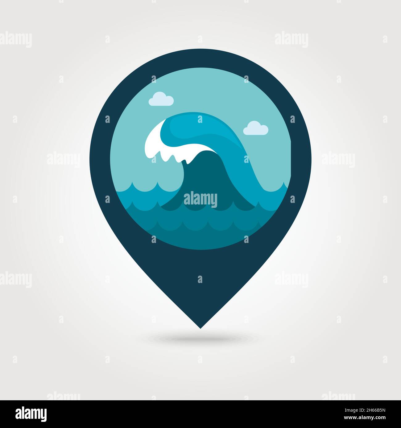 Ocean wave vector pin map icon. Beach Map pointer. Summer Map markers ...