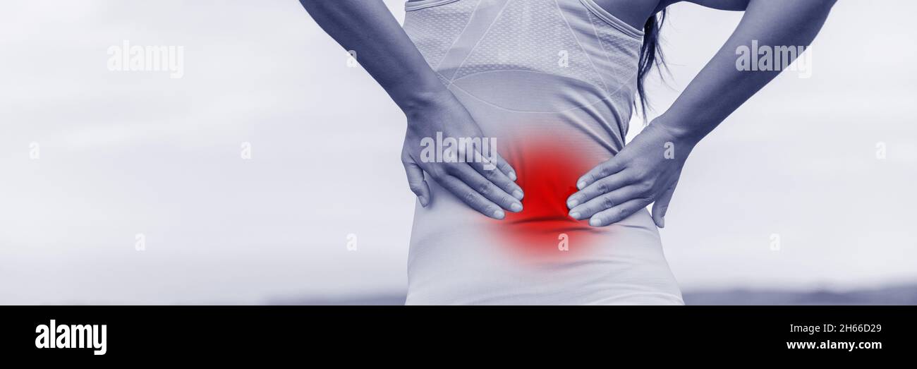 Back pain - woman having painful muscle injury in lower back. Fitness ...