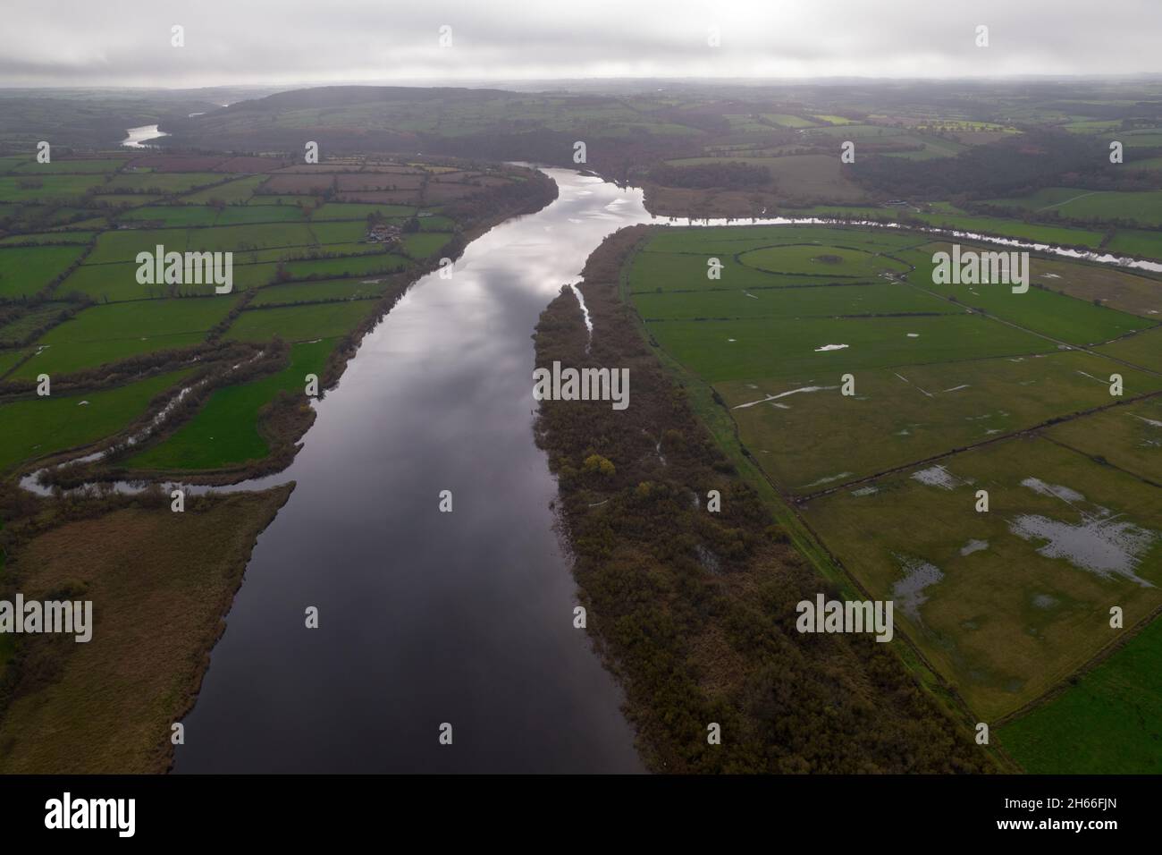 Drone image of the river Blackwater river near Villierstown, County ...