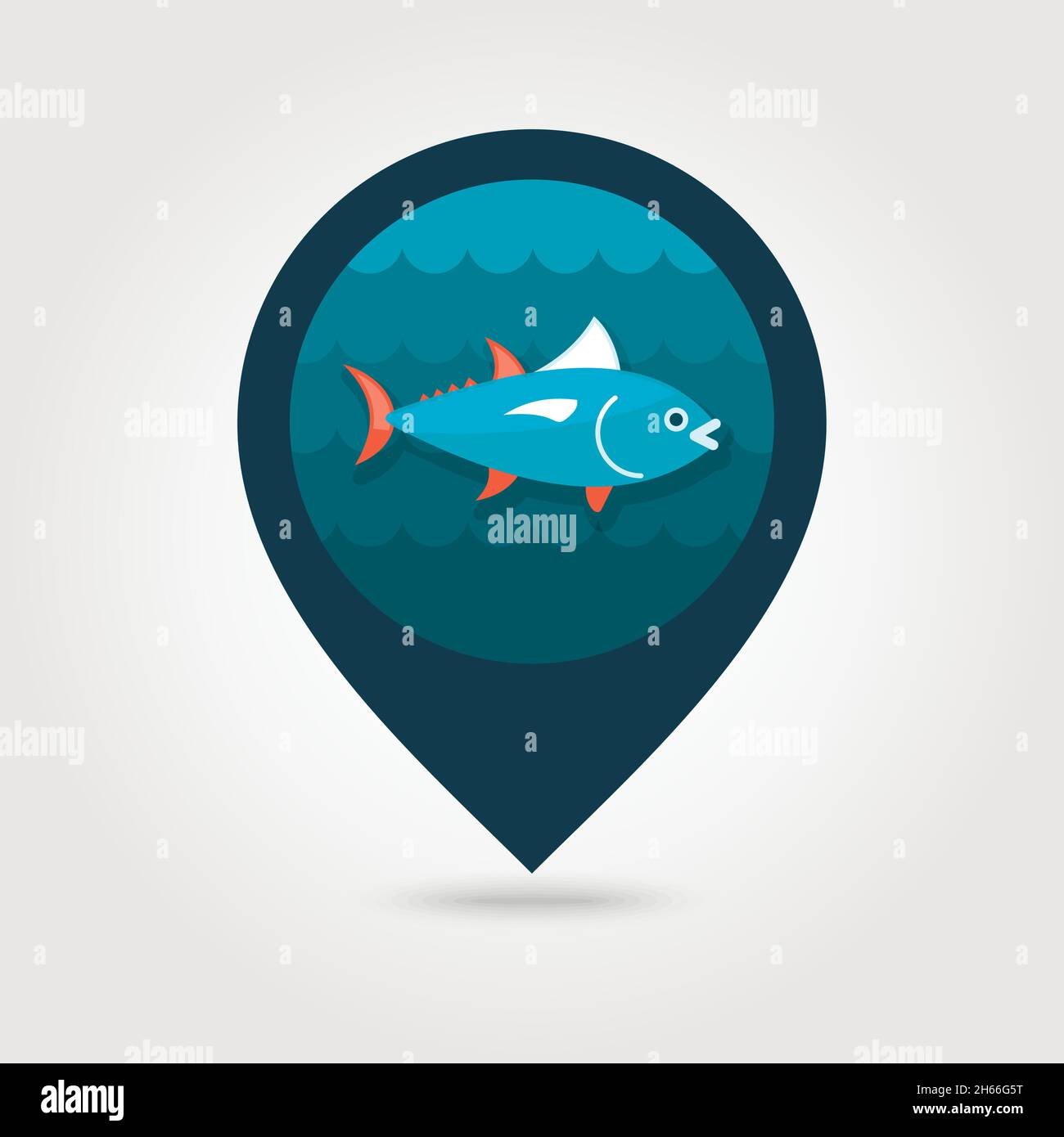 Tuna vector pin map icon. Fishing. Beach Map pointer. Summer Map ...