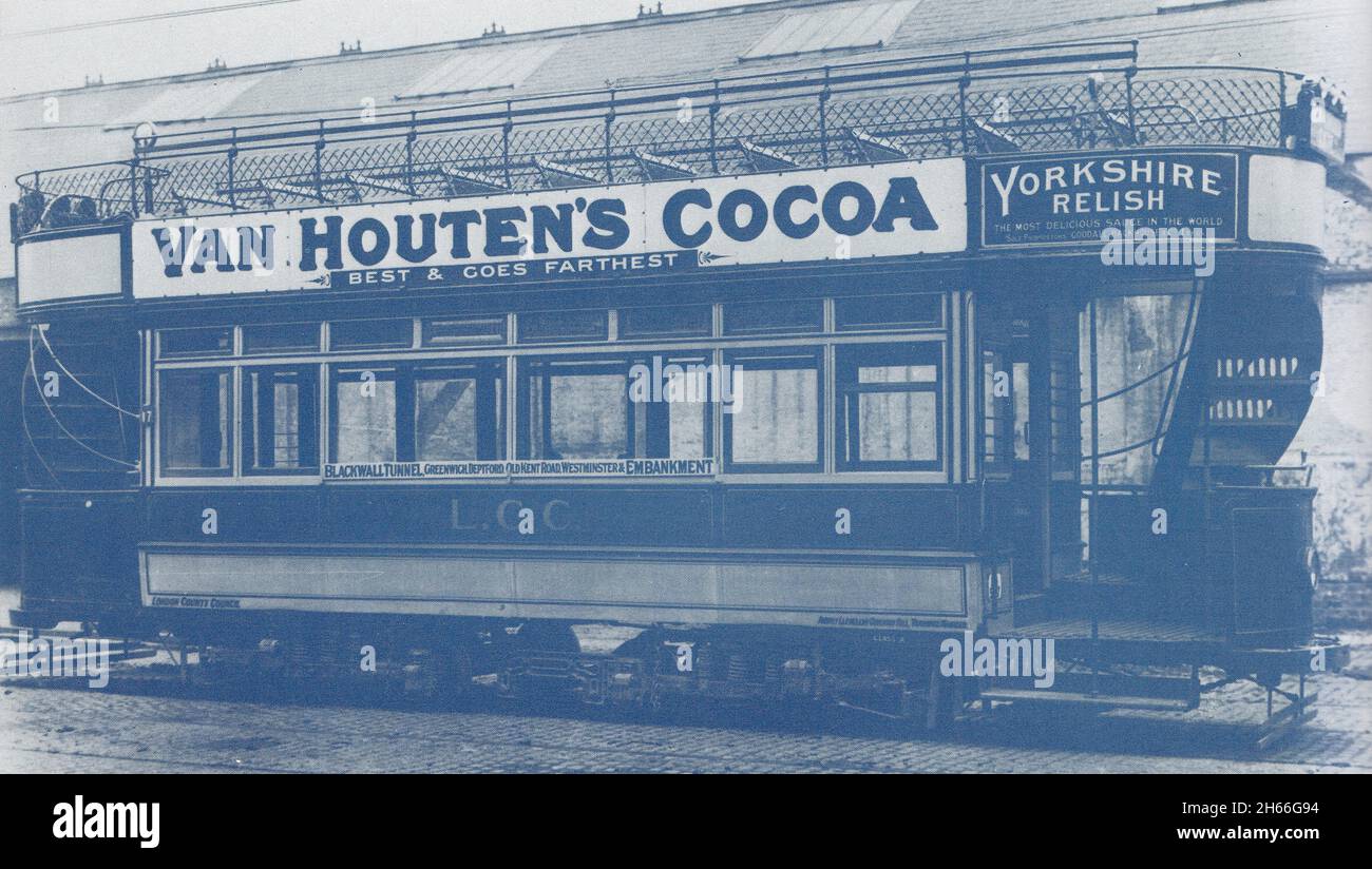 Vintage photo of early bus / tram - London Transport 1900s Stock Photo ...