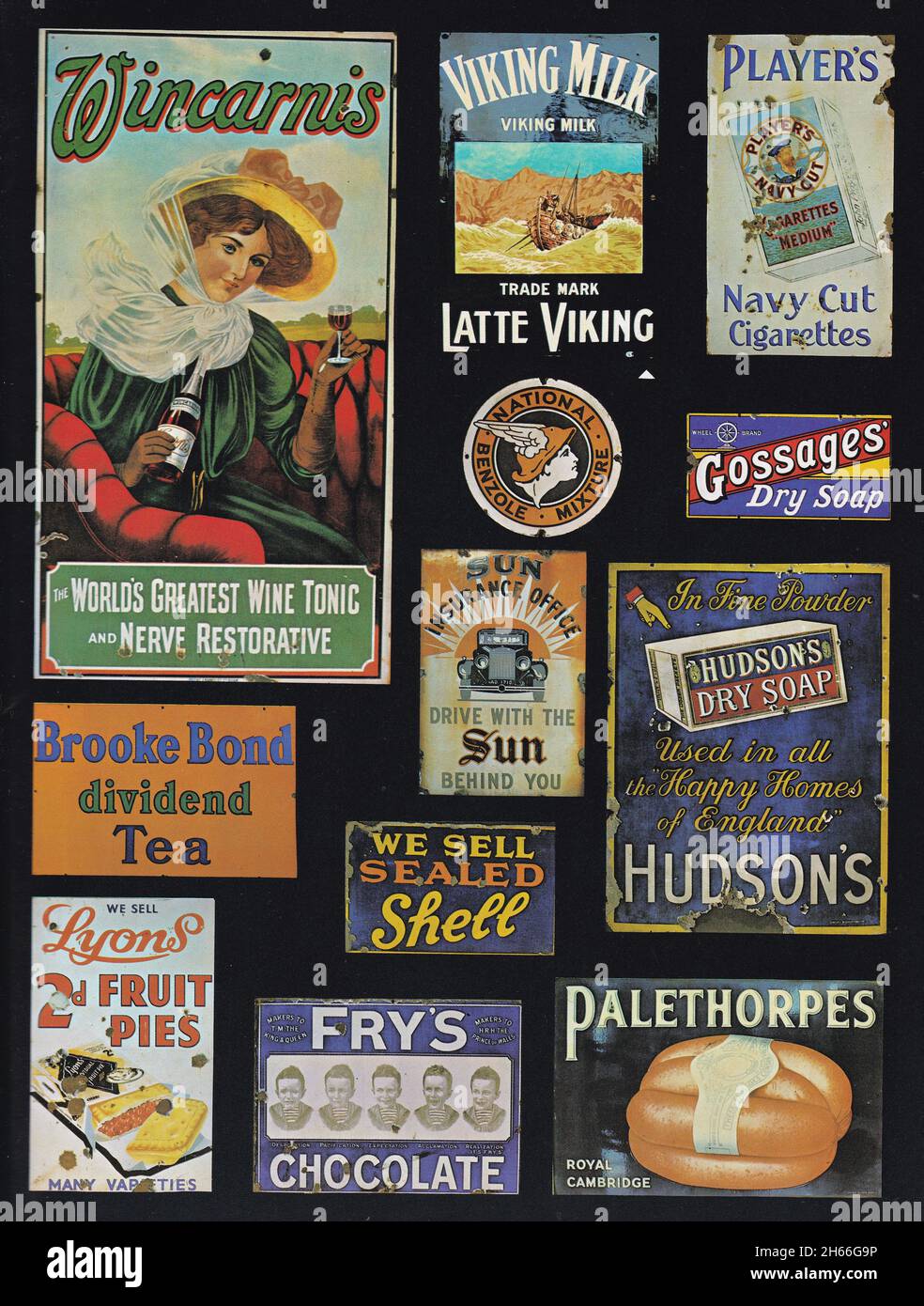 Vintage Enamel Signs of 1900s Stock Photo - Alamy