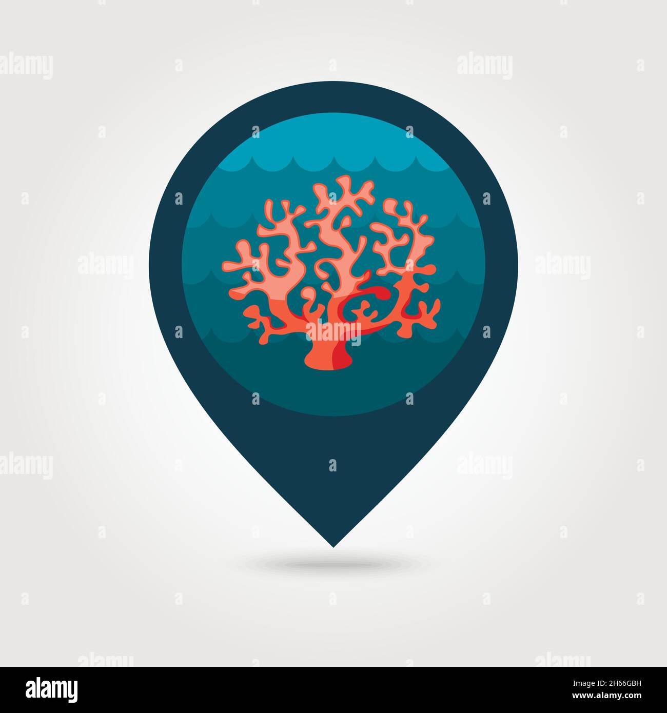 Coral vector pin map icon. Beach Map pointer. Summer Map markers ...