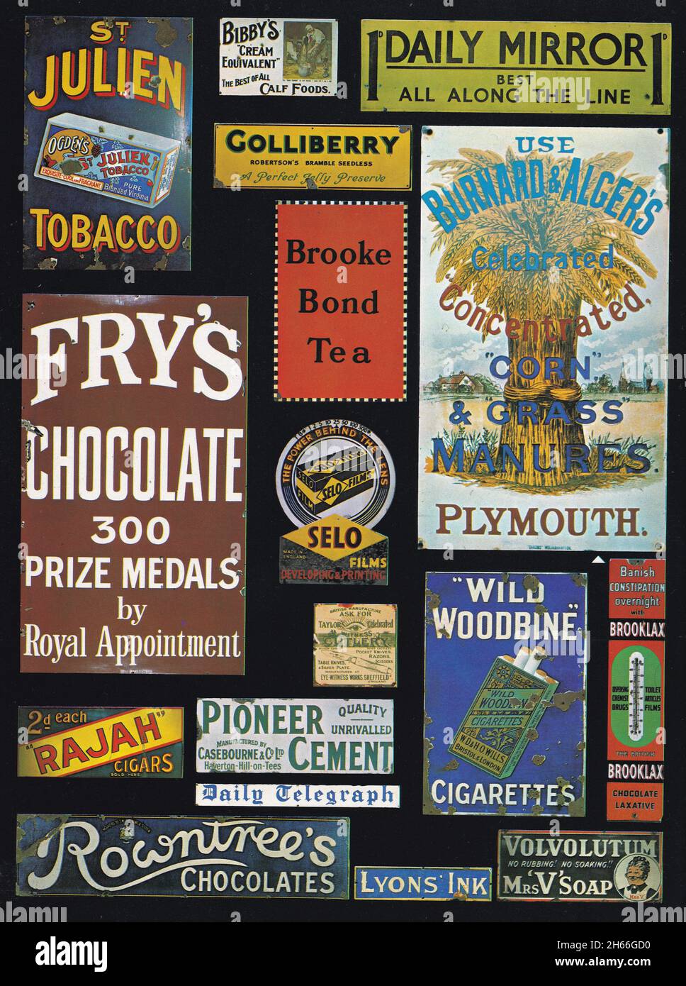 Vintage Enamel Signs of 1900s Stock Photo - Alamy