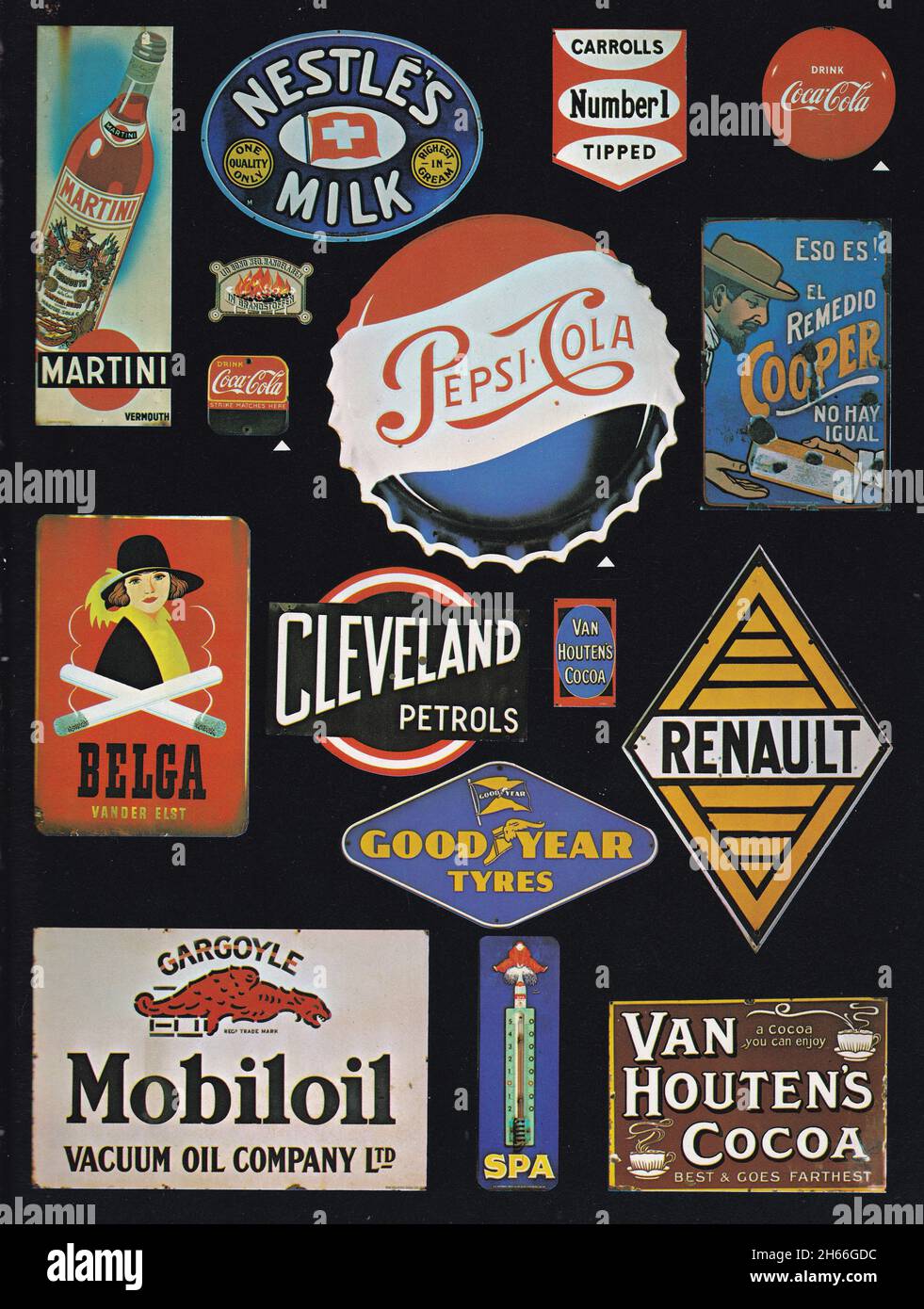 Vintage Enamel Signs of 1900s Stock Photo - Alamy