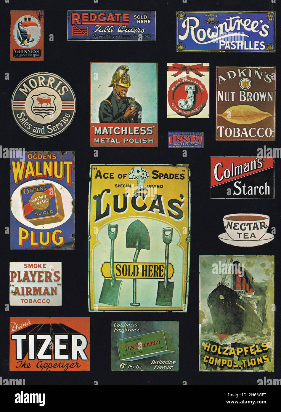 Vintage Enamel Signs of 1900s Stock Photo - Alamy