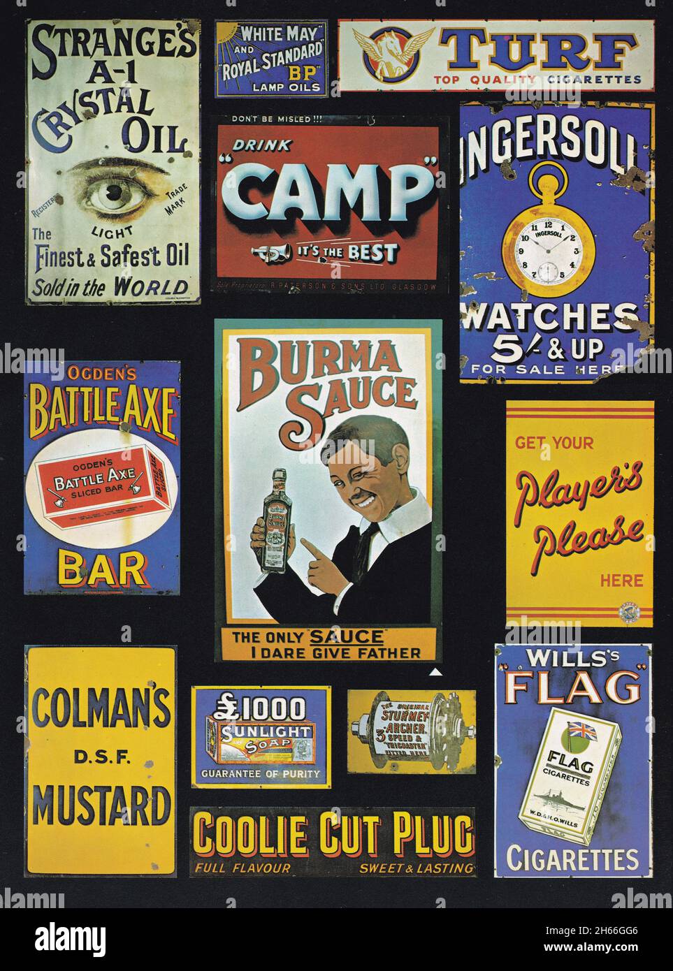 Vintage Enamel Signs of 1900s Stock Photo - Alamy