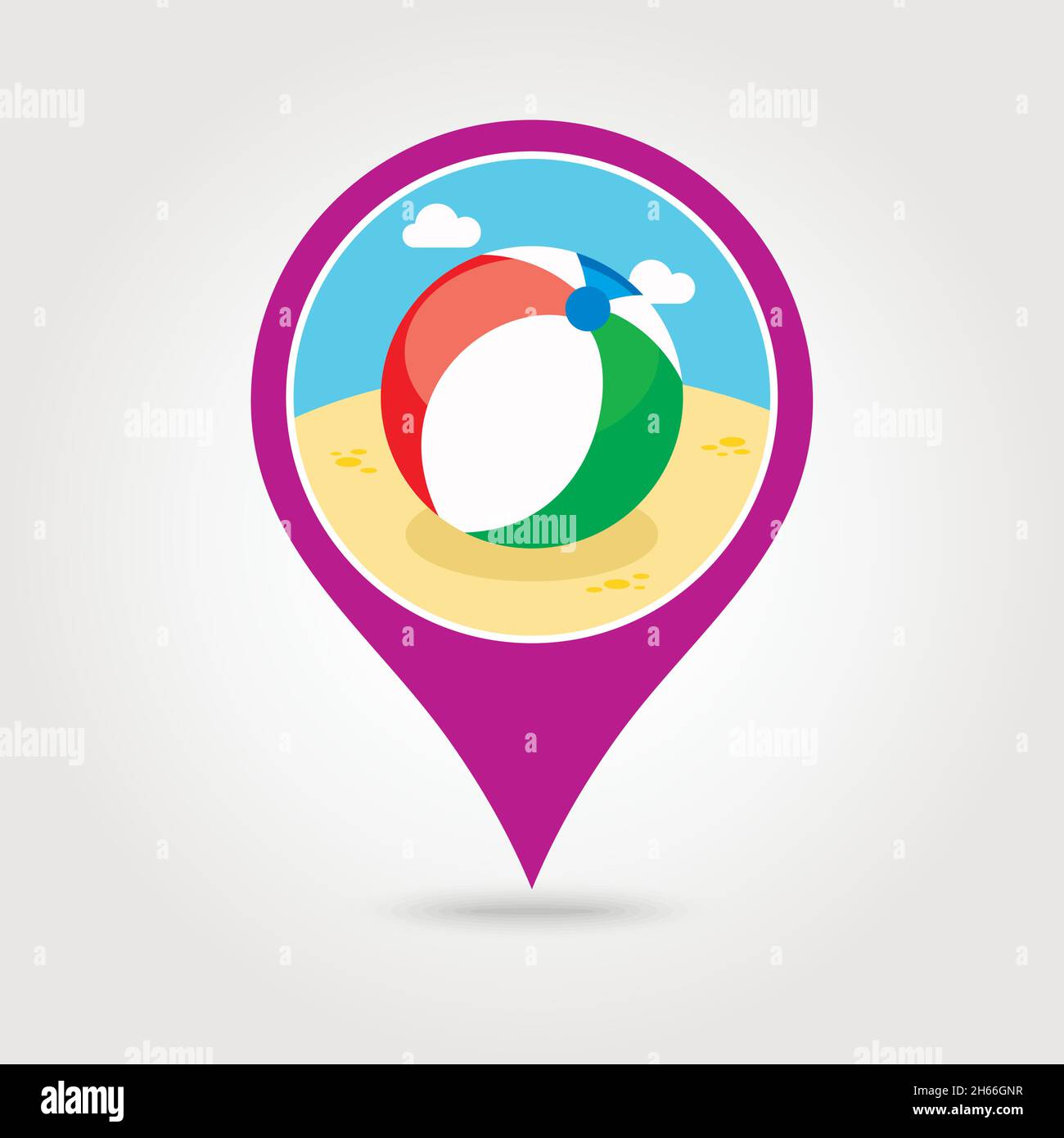 Beach Ball vector pin map icon. Holiday Map pointer. Summer Map markers ...