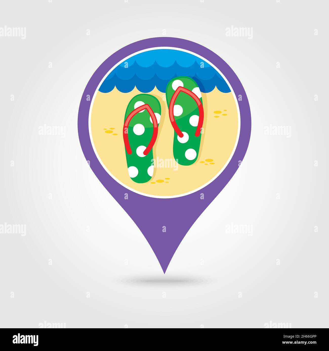 Flip Flops vector pin map icon. Beach Map pointer. Summer Map markers ...