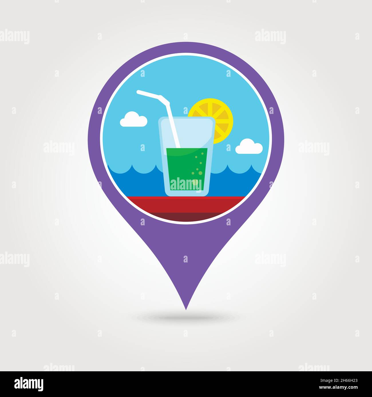 Cocktail vector pin map icon. Beach Map pointer. Summer Map markers ...
