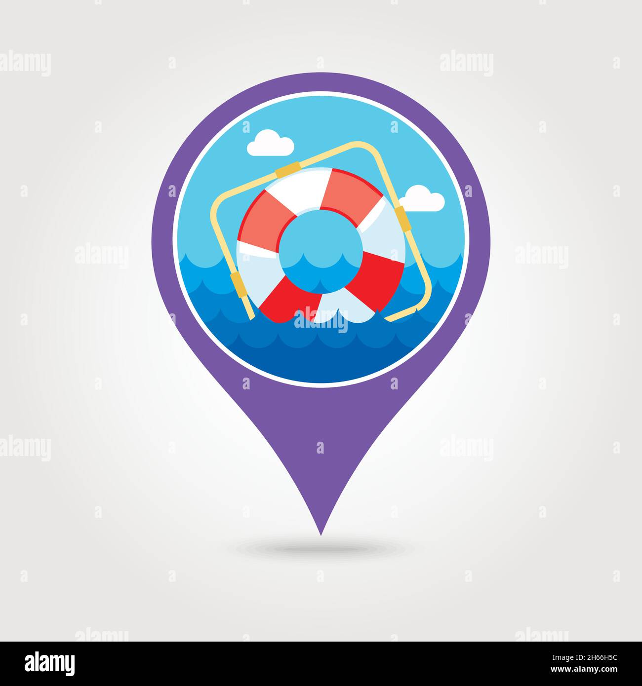 Lifebuoy vector pin map icon. Beach Map pointer. Summer Map markers ...