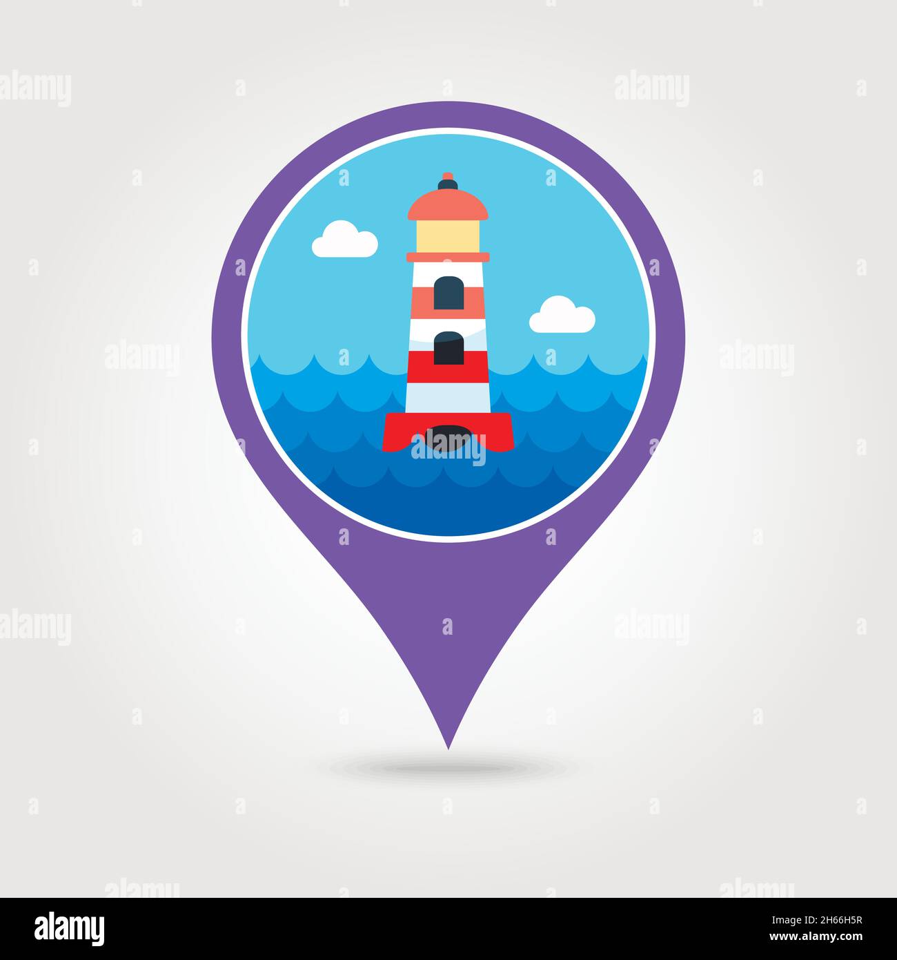 Lighthouse vector pin map icon. Marine Map pointer. Summer Map markers ...
